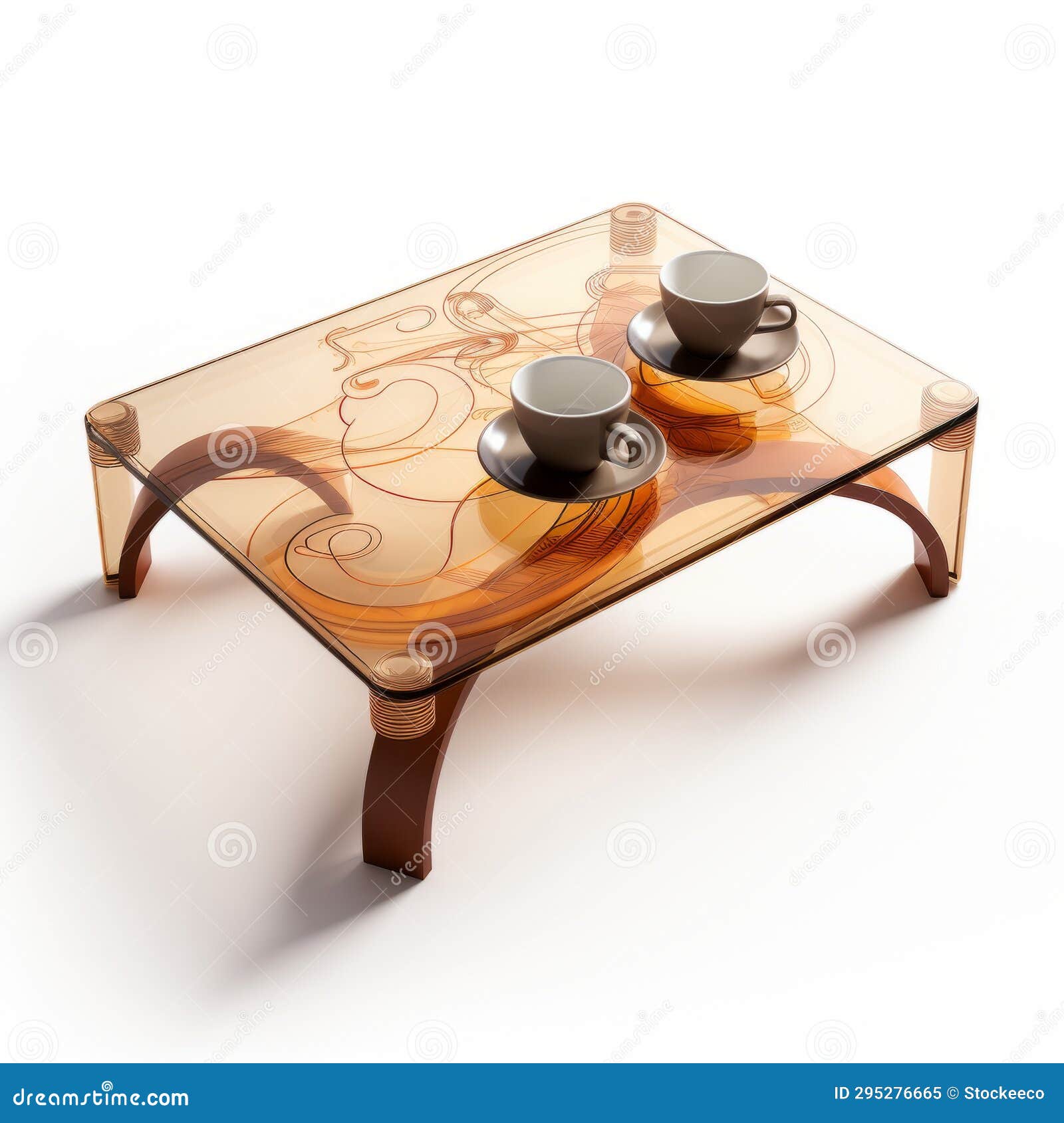 Translucent Immersion Coffee Table with Two Cups Stock Illustration ...