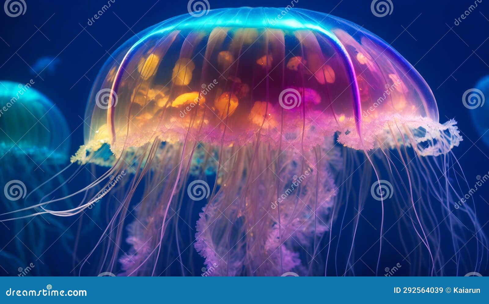 Translucent Jellyfish in the Sea. Generative Ai. Stock Illustration - Illustration of ocean ...