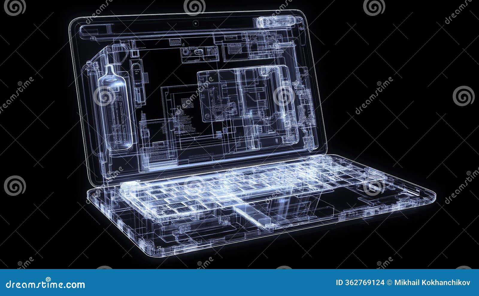 Translucent Laptop Design Showcasing Intricate Internal Components in a ...
