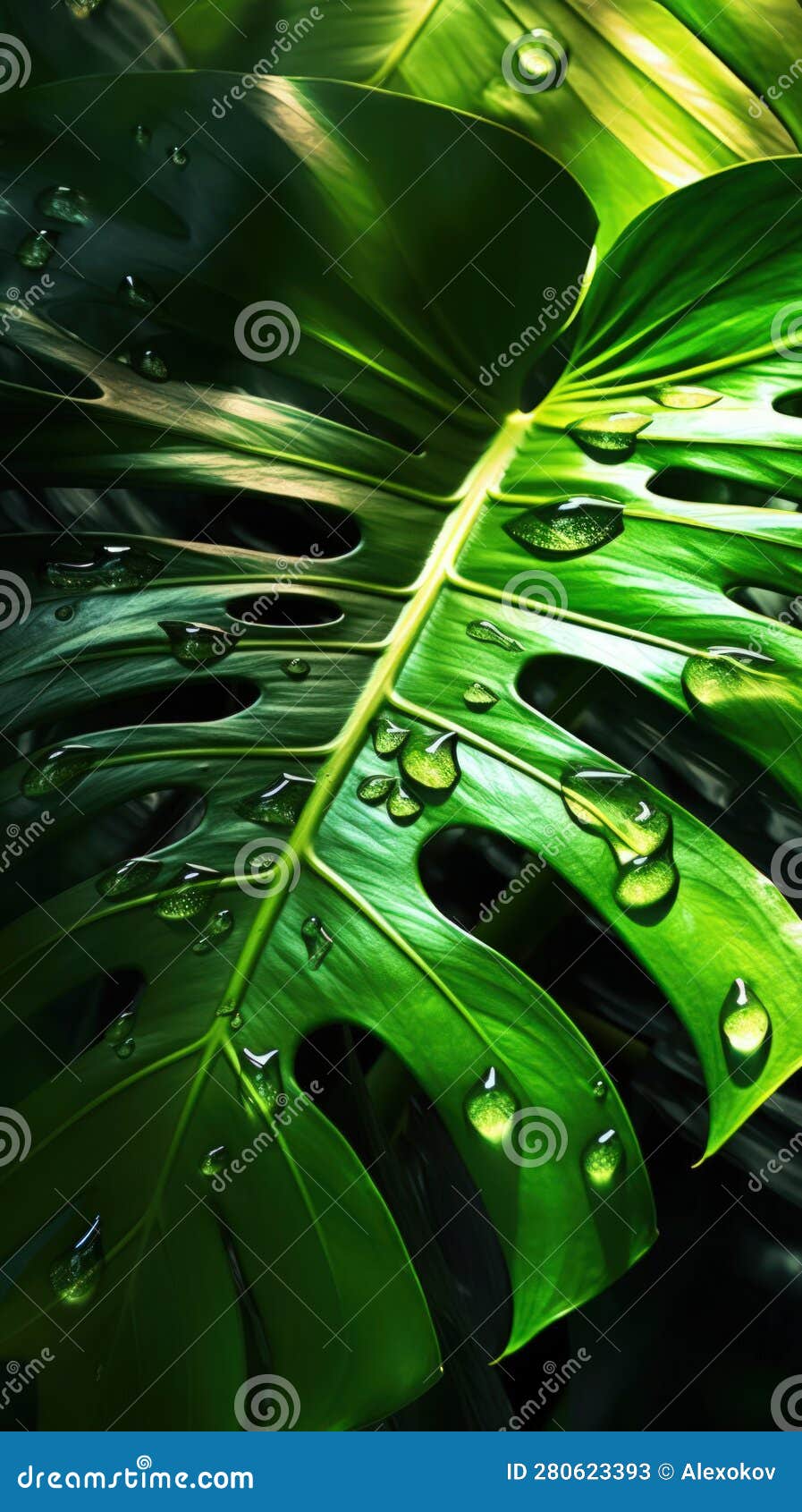 Translucent Monstera Leaf in Extreme Macro Close-Up . Stock ...