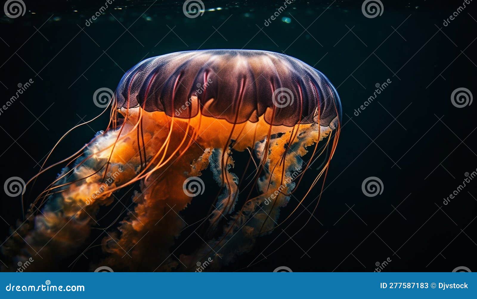 The Translucent Moon Jellyfish Glows in the Deep Blue Sea Generated by ...