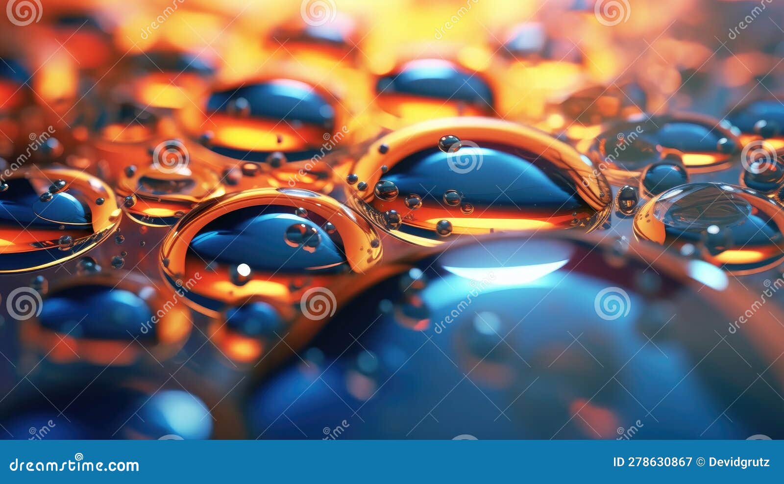 Translucent Oil Drops in Liquid on Smooth Blur. Generative AI Stock ...