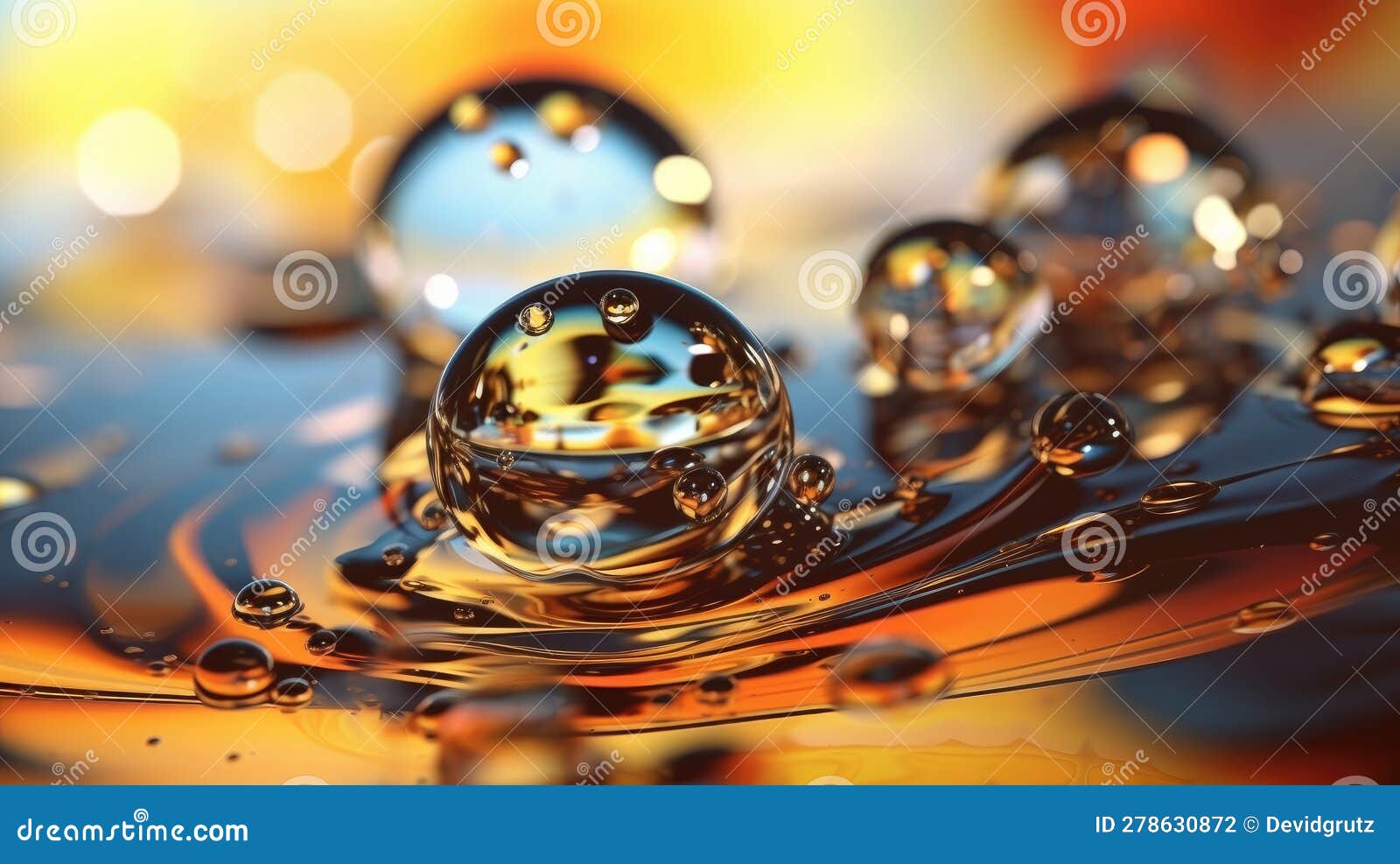 Translucent Oil Drops in Liquid on Smooth Blur. Generative AI Stock ...