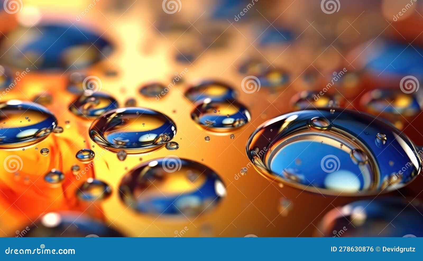 Translucent Oil Drops in Liquid on Smooth Blur. Generative AI Stock ...