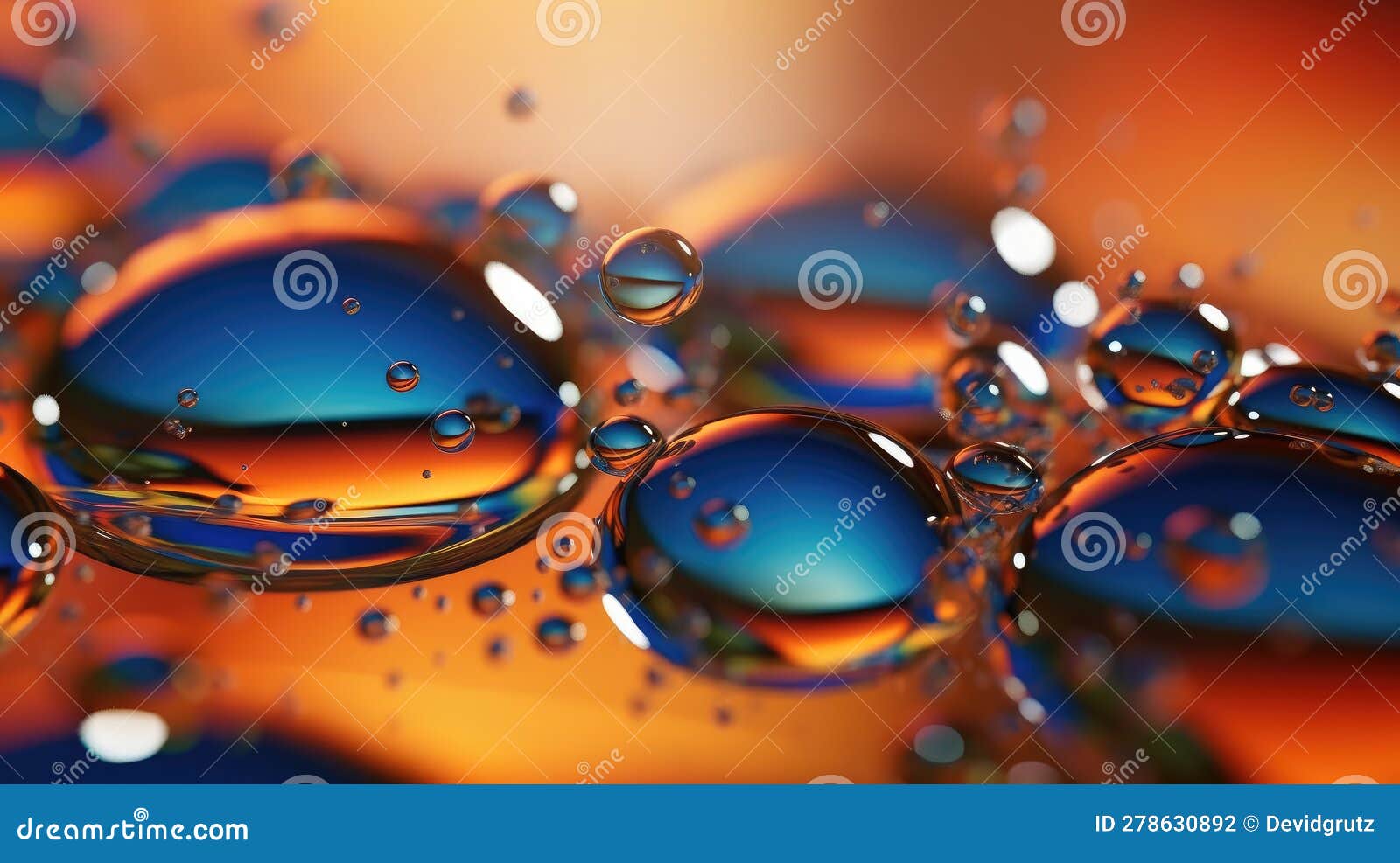 Translucent Oil Drops in Liquid on Smooth Blur. Generative AI Stock ...