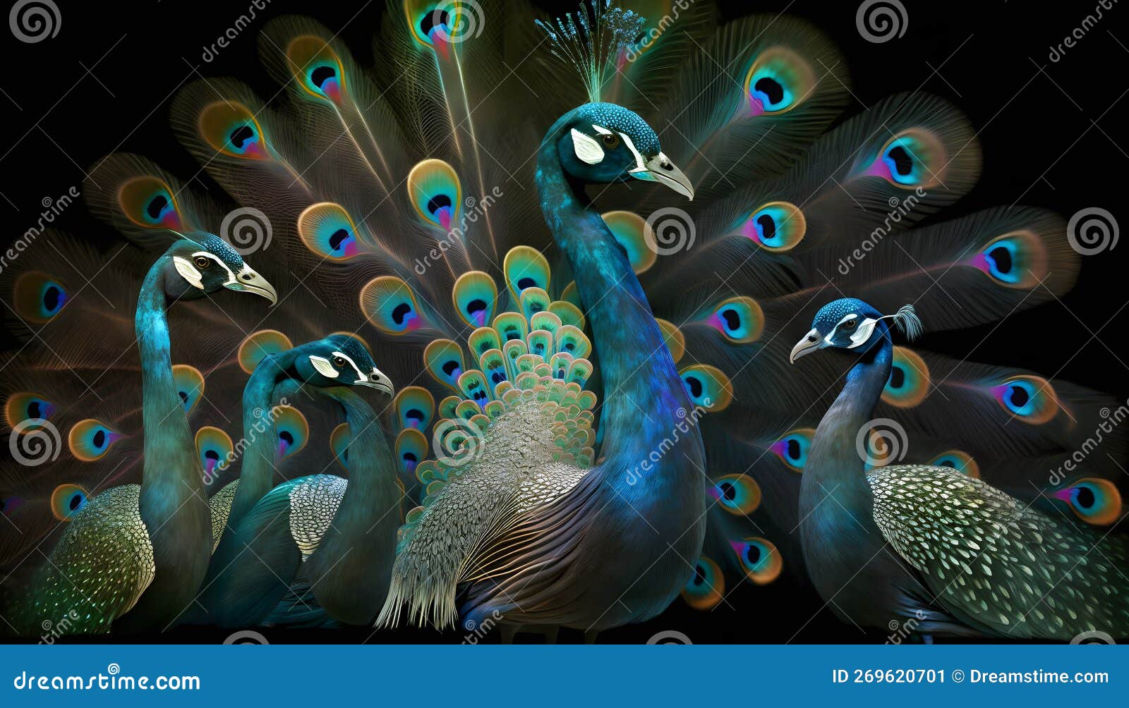 Translucent Peacocks Created with Generative AI Technology Stock ...
