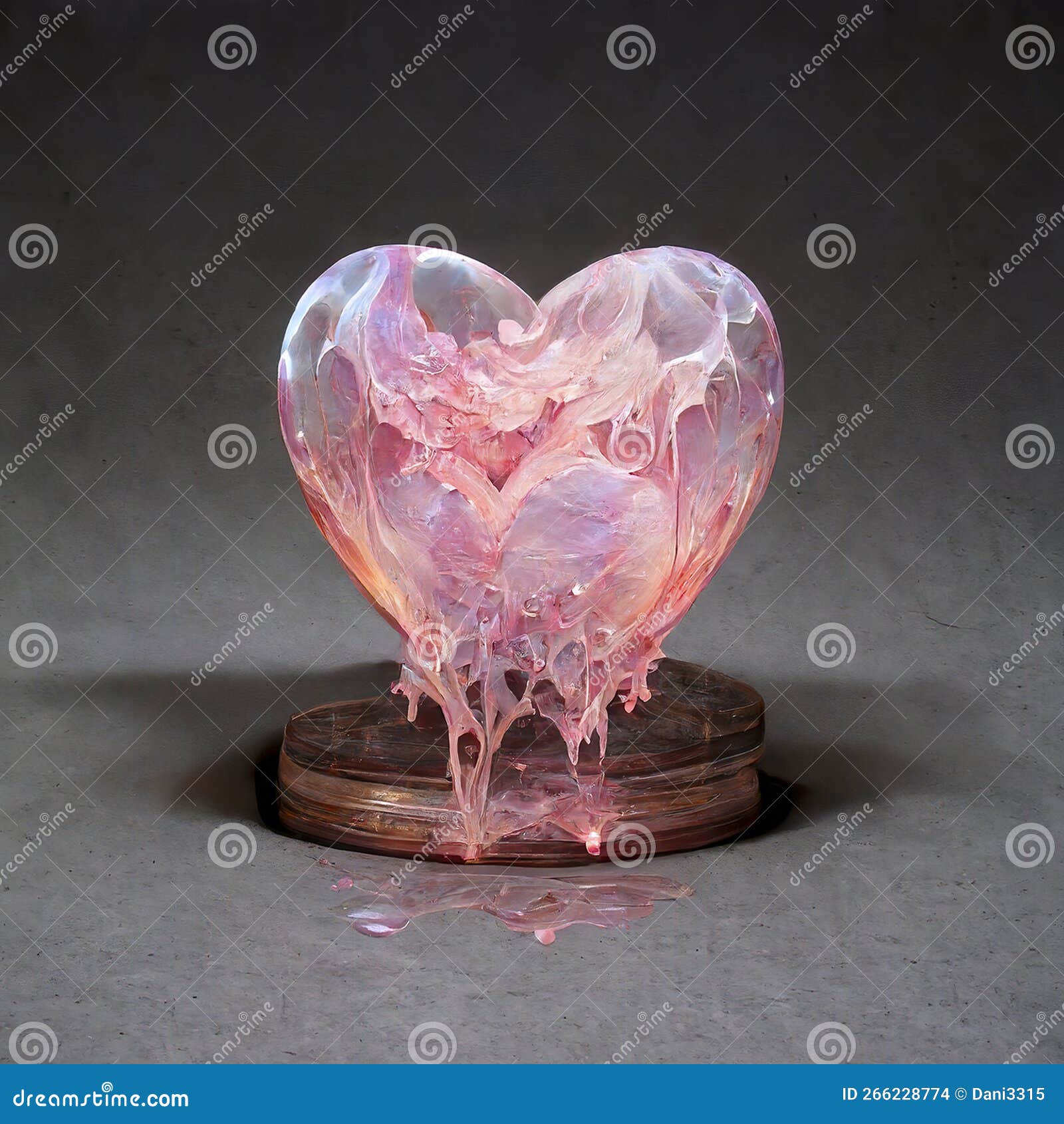 Translucent Pink Heart Melting Down Stock Illustration - Illustration ...
