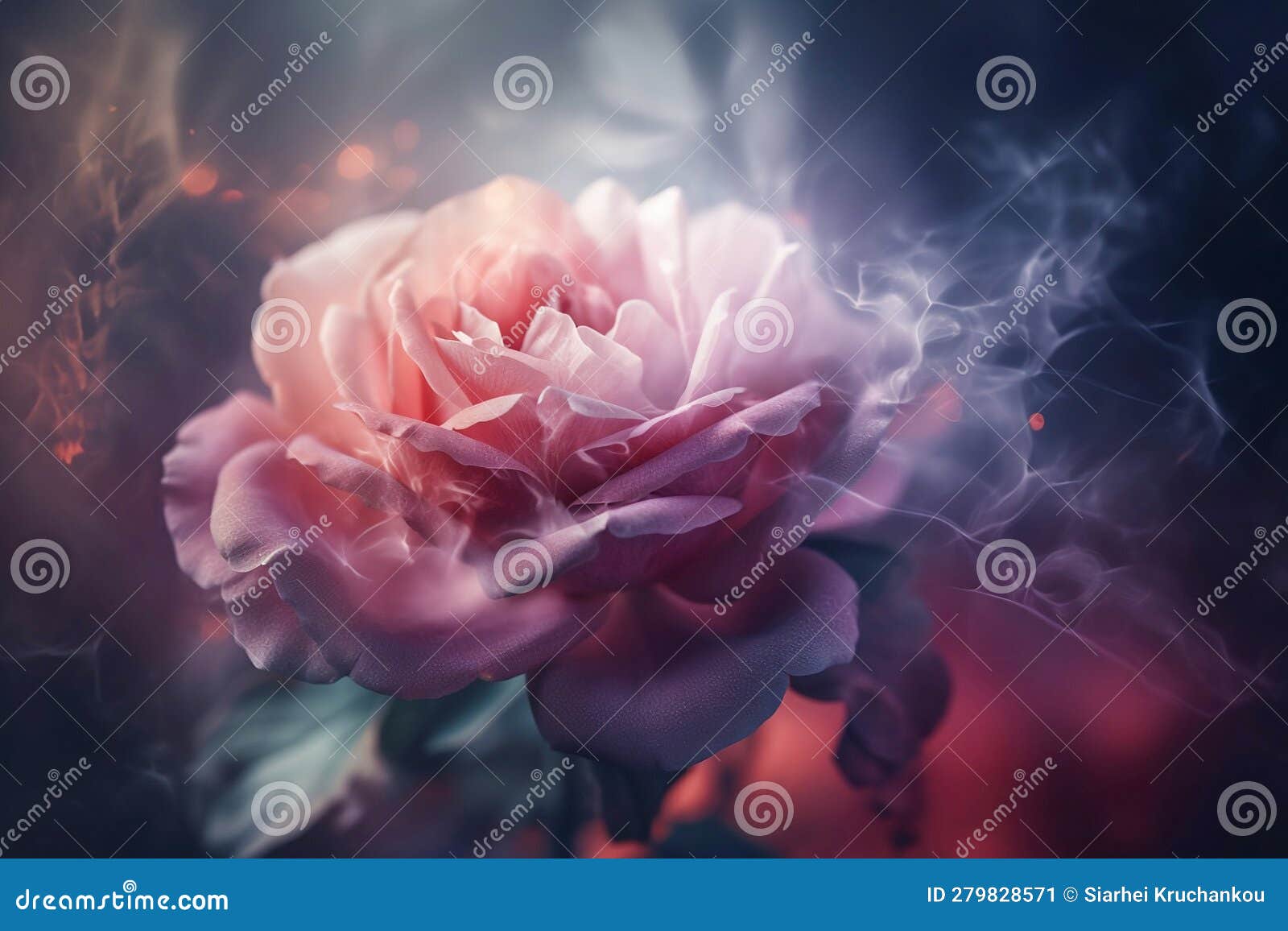 Translucent Pink Rose in Fog Close Up Stock Illustration - Illustration ...