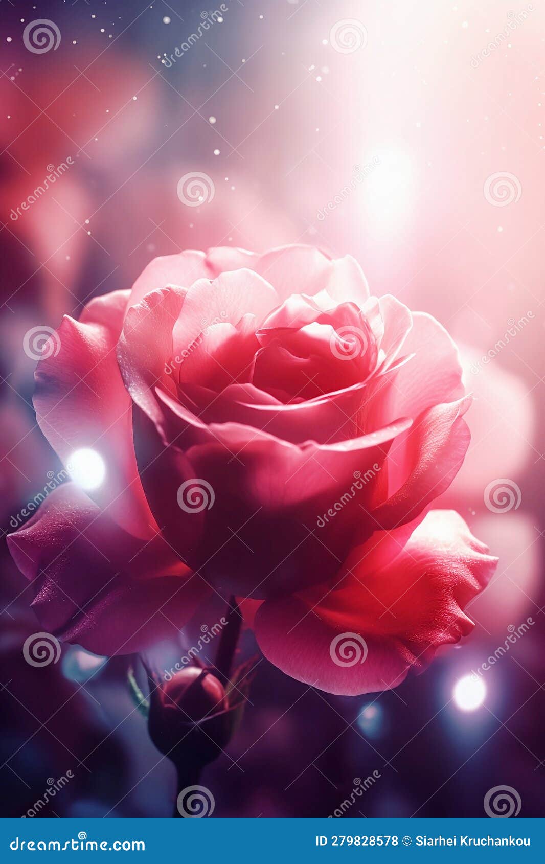Translucent Pink Rose in Fog Close Up Stock Illustration - Illustration ...