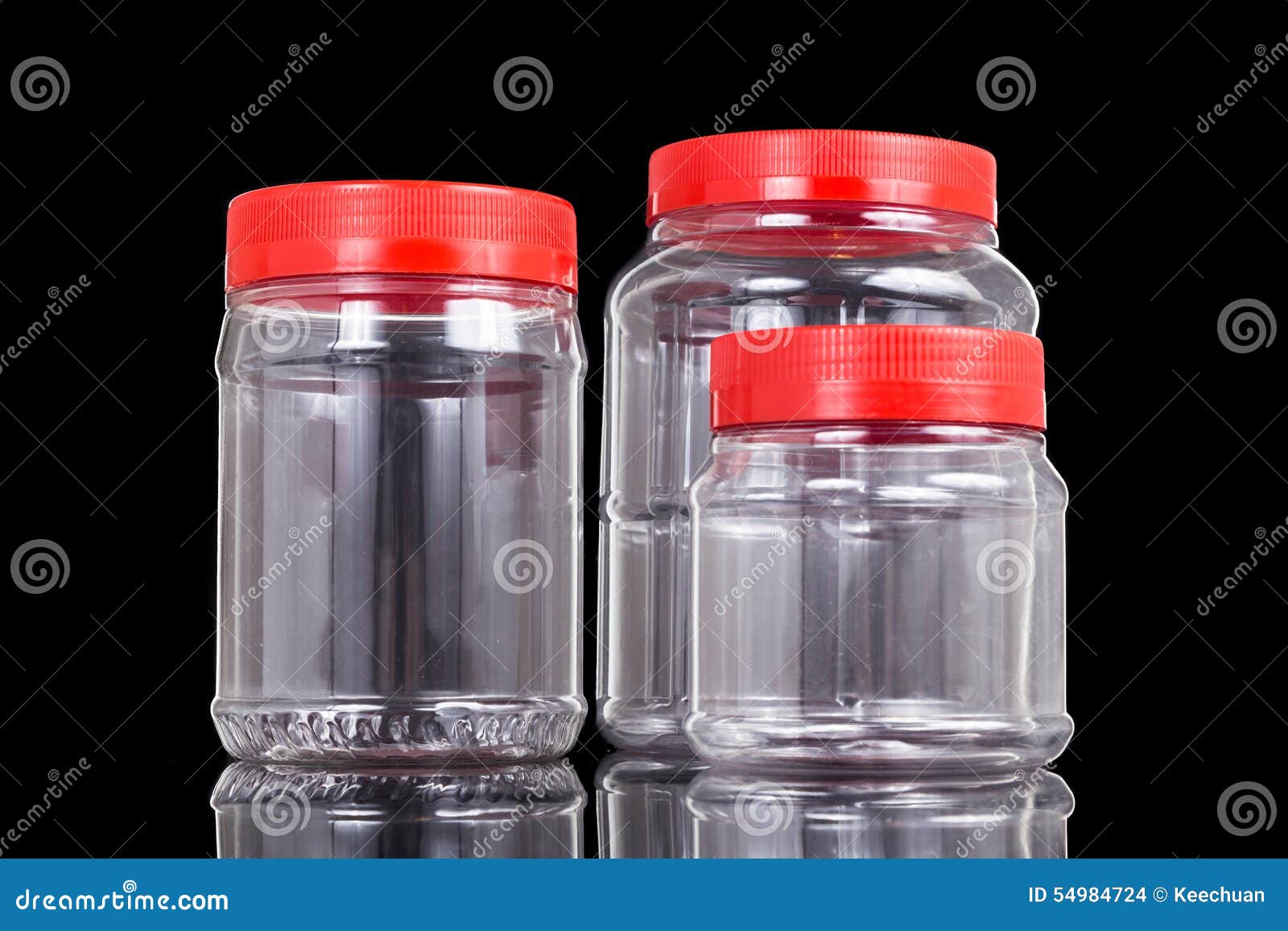 Translucent Plastic PVC Jar with Red Cover Isolated in Black Stock ...