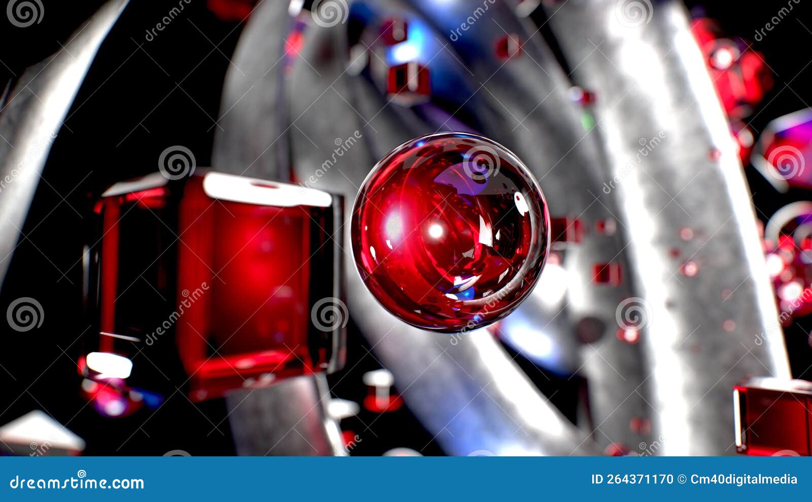Translucent Red Cubes and Spheres in Space Stock Illustration ...