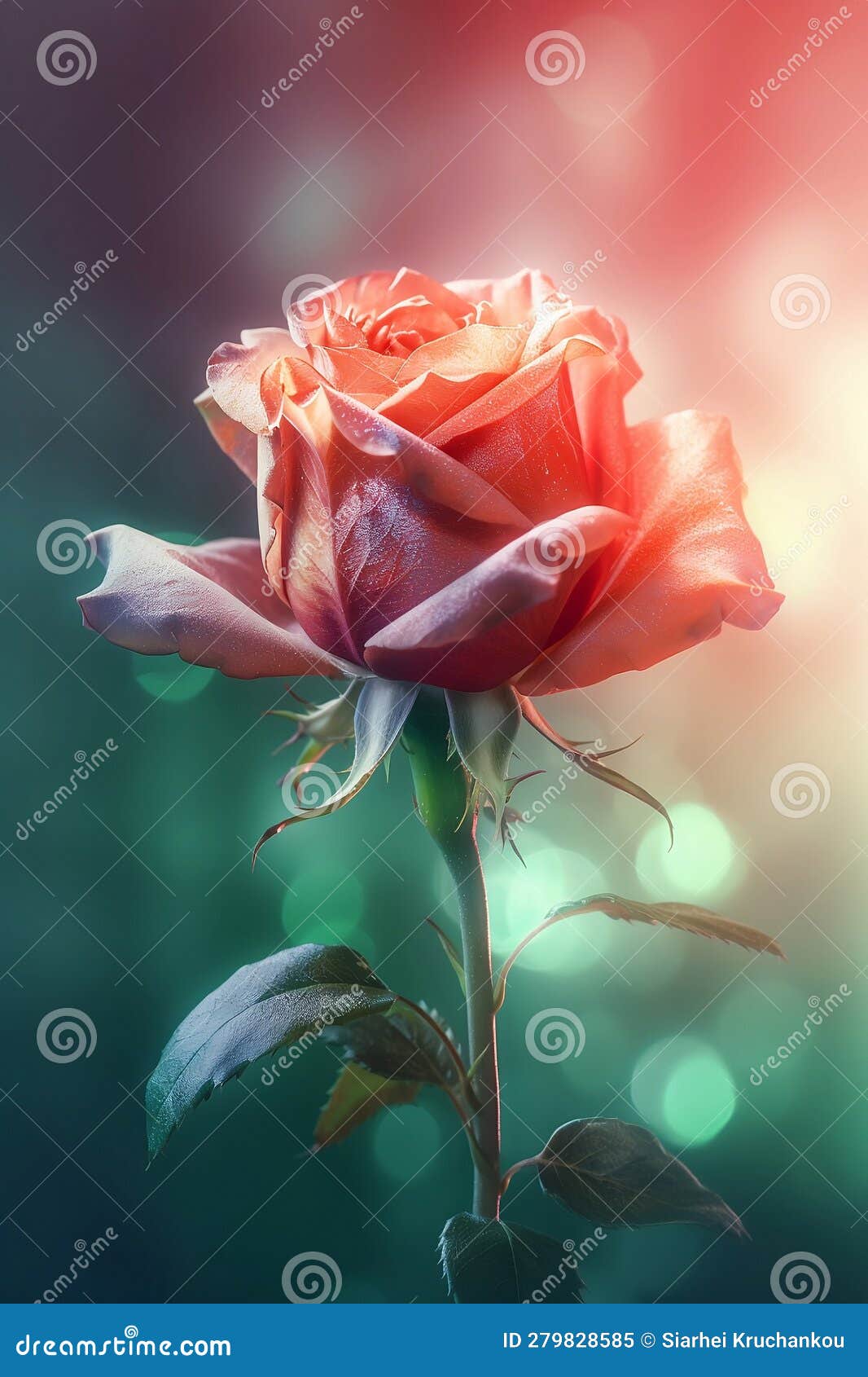 Translucent Red Rose on Blurred Background Close Up Stock Illustration ...