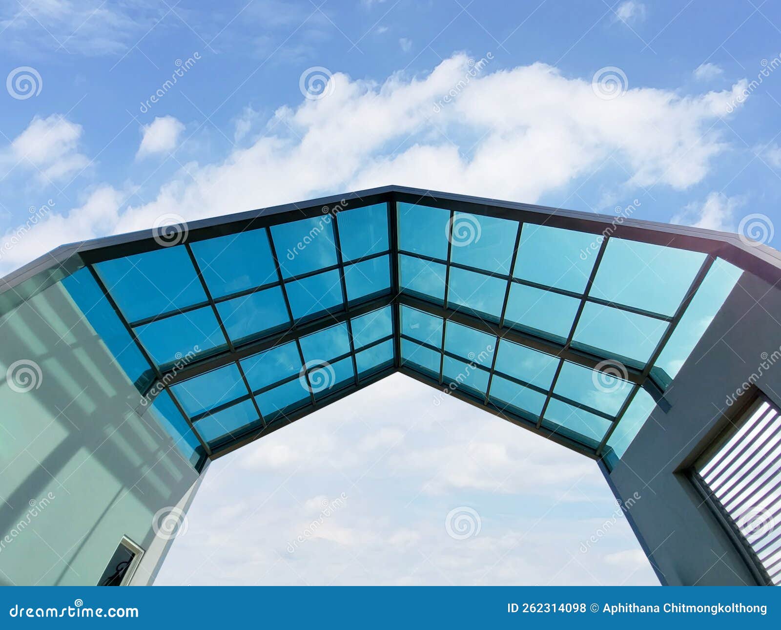 Translucent Roof Structure with Bright Blue Sky Stock Photo - Image of ...
