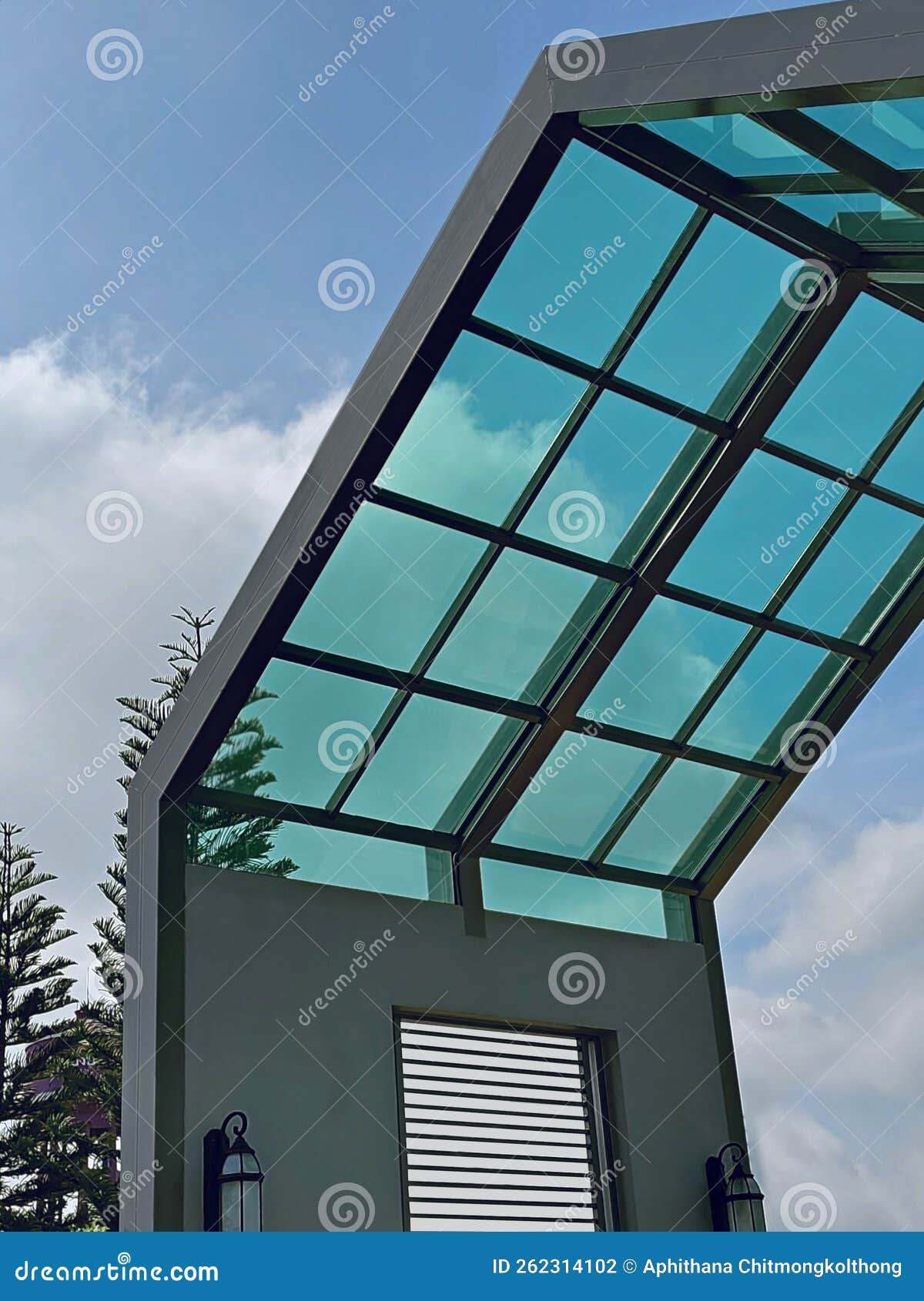 Translucent Roof Structure with Bright Blue Sky Stock Photo - Image of ...