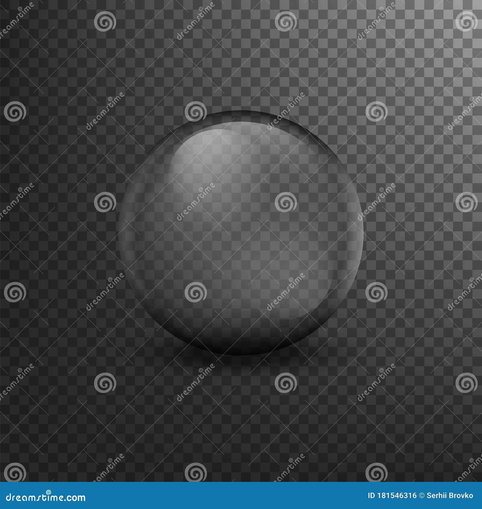 Translucent Sphere with Shadow on Transparent Background. Vector ...