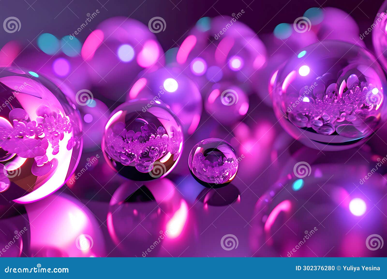Translucent Spheres with Pink Glare and Bubble Details Stock Photo ...