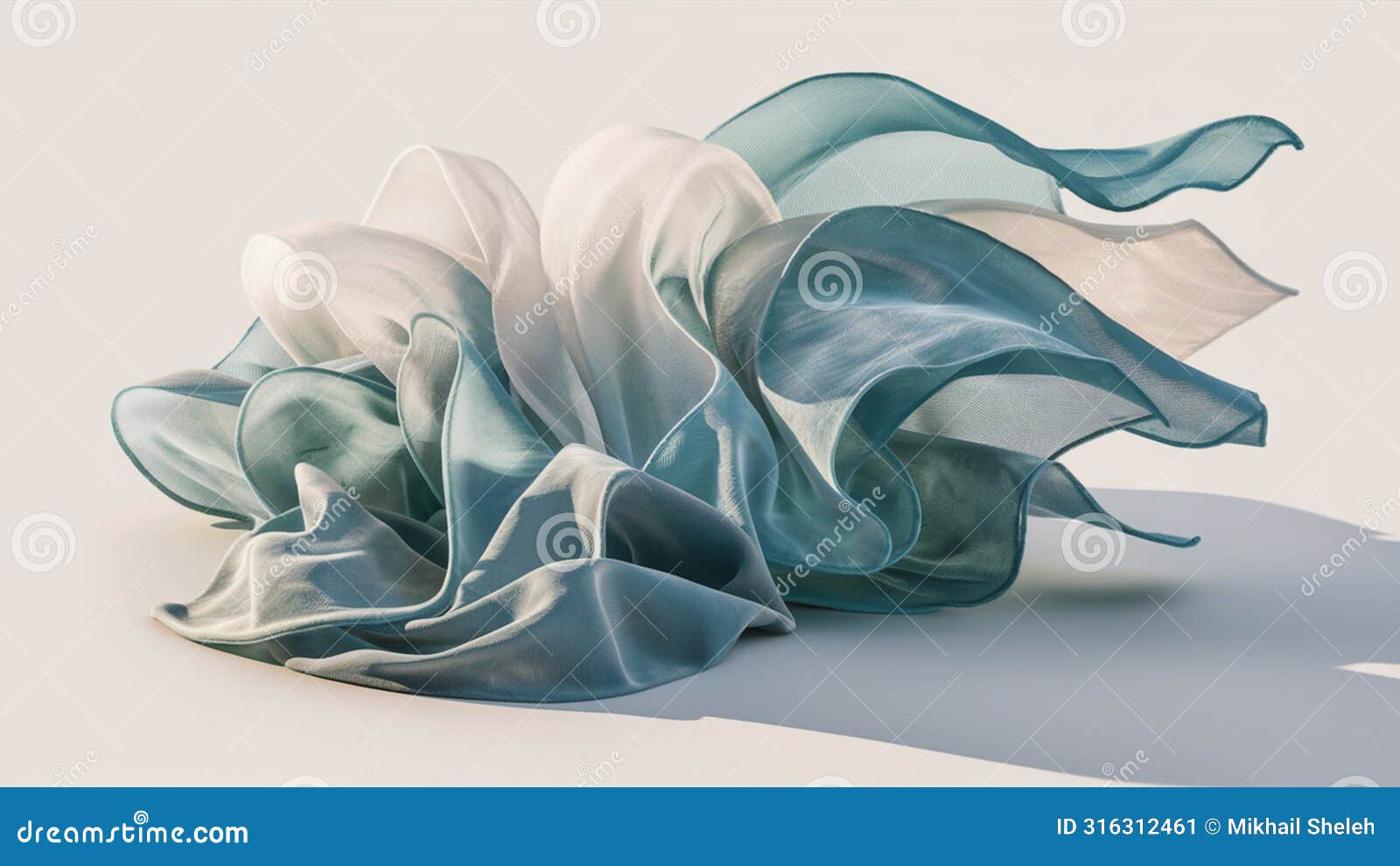 Translucent Thin Fabric Fluttering in the Wind. Abstract Wavy ...