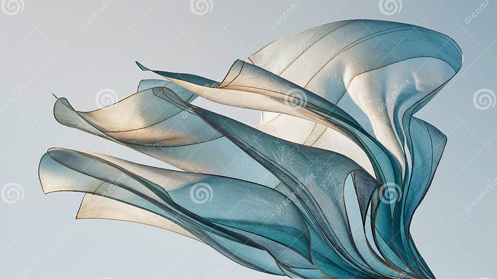 Translucent Thin Fabric Fluttering in the Wind. Abstract Wavy ...
