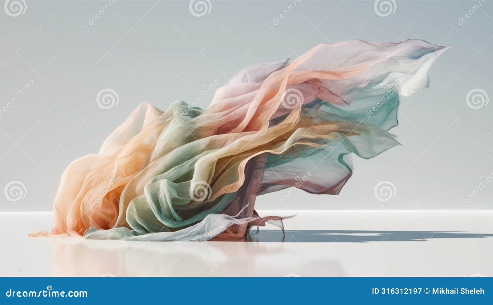 Translucent Thin Fabric Fluttering in the Wind. Abstract Wavy ...