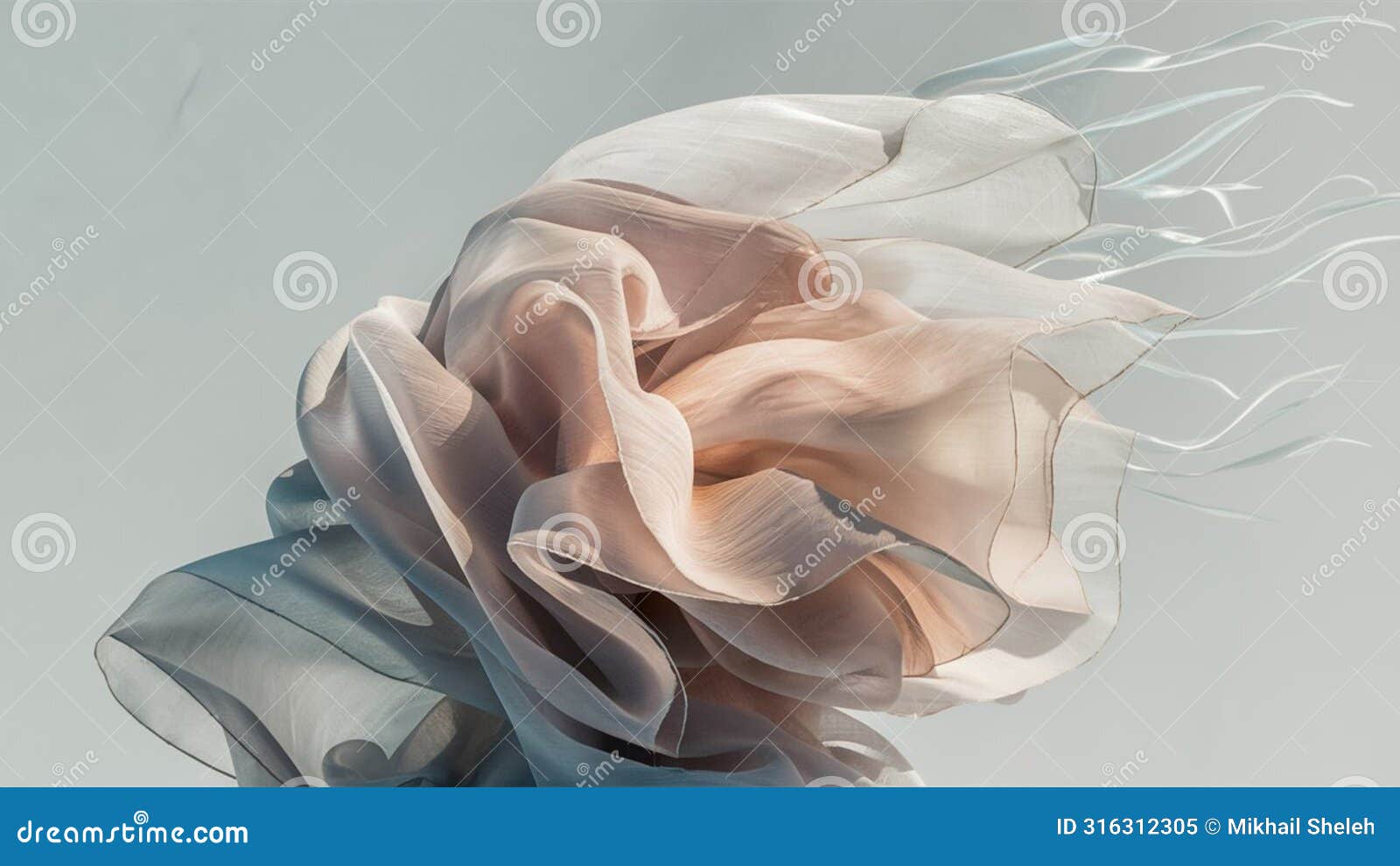 Translucent Thin Fabric Fluttering in the Wind. Abstract Wavy ...