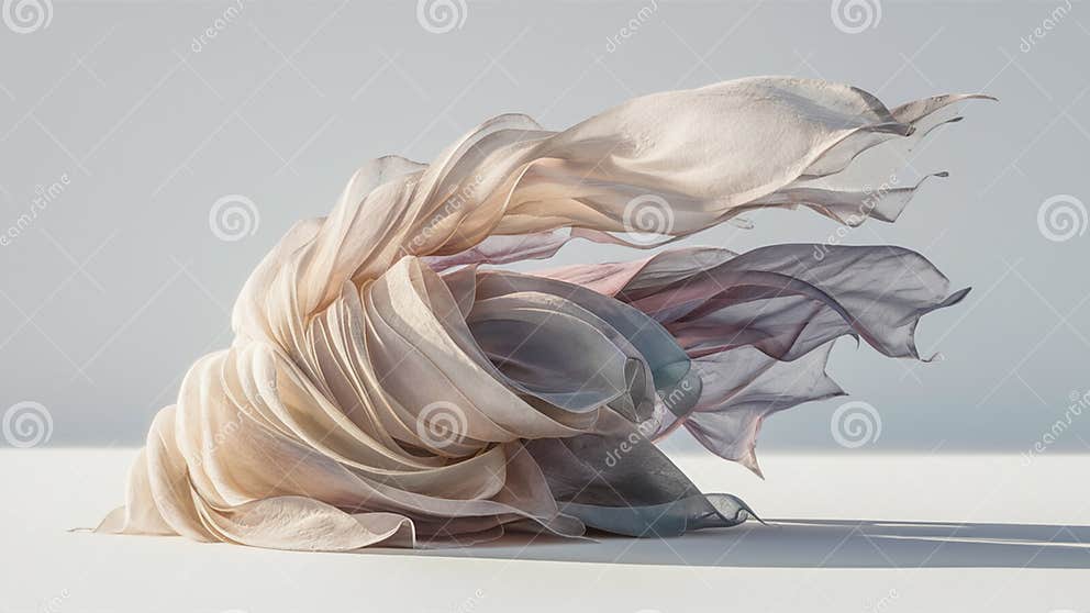 Translucent Thin Fabric Fluttering in the Wind. Abstract Wavy ...