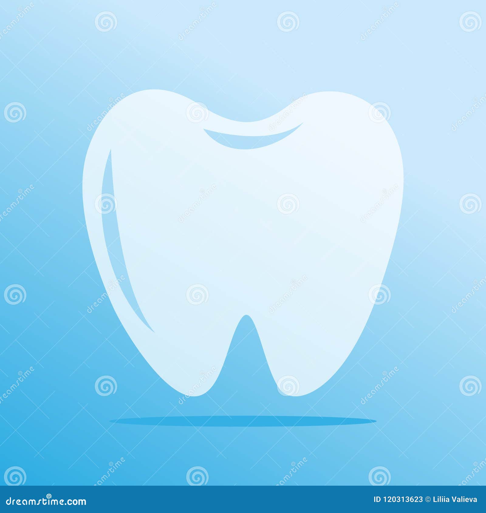 Translucent Tooth Isolated on Blue Gradient Background. Stock Vector ...