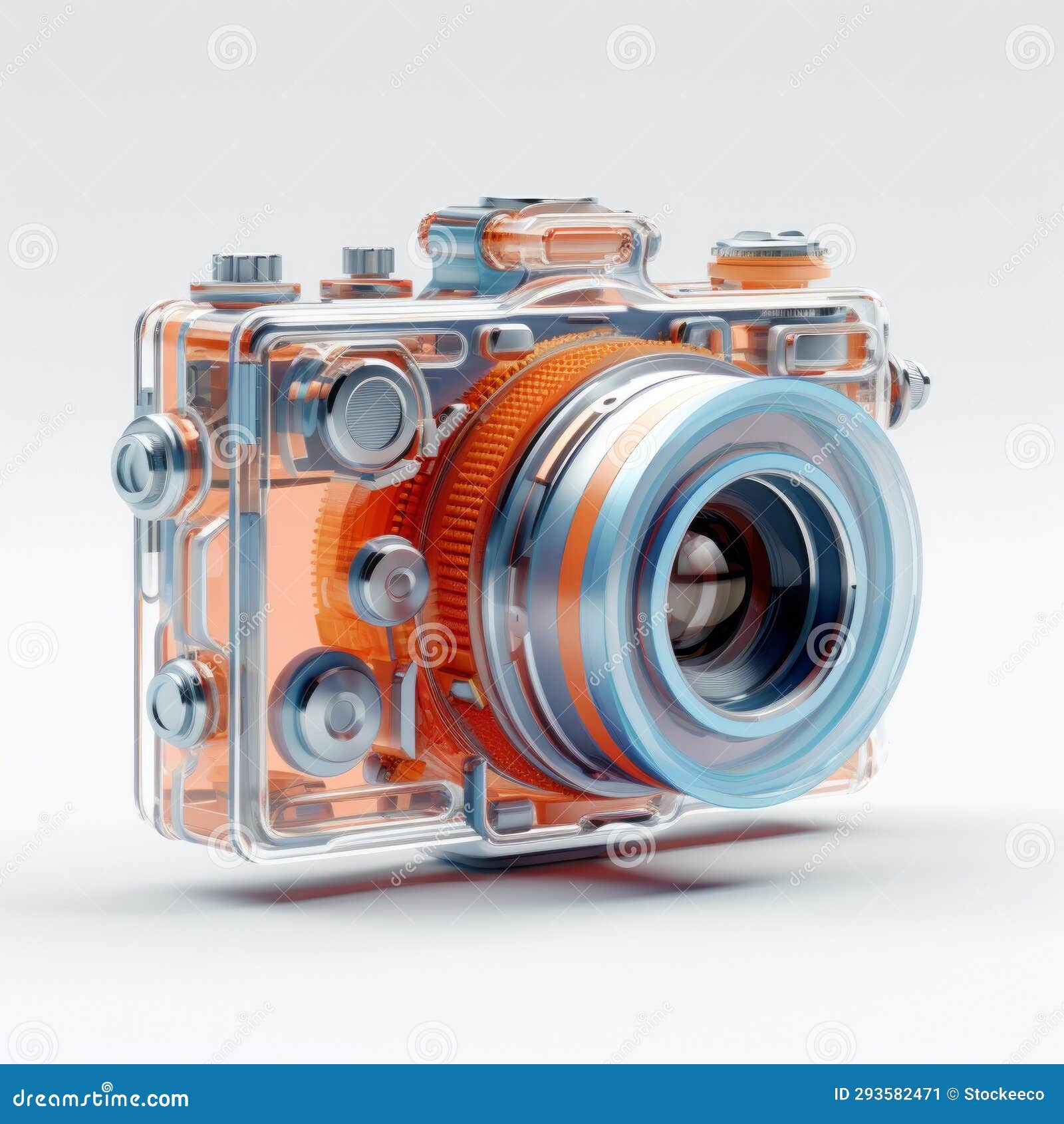 Translucent Water Camera: 3d Rendering of an Orange Camera with ...