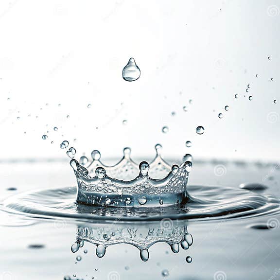 Translucent Water Surface with Crown and Drops from Falling Object ...