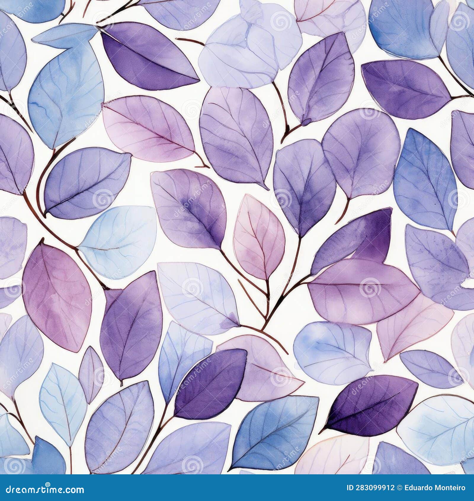 Translucent Watercolor Leaves Pattern with Delicate Shading and ...