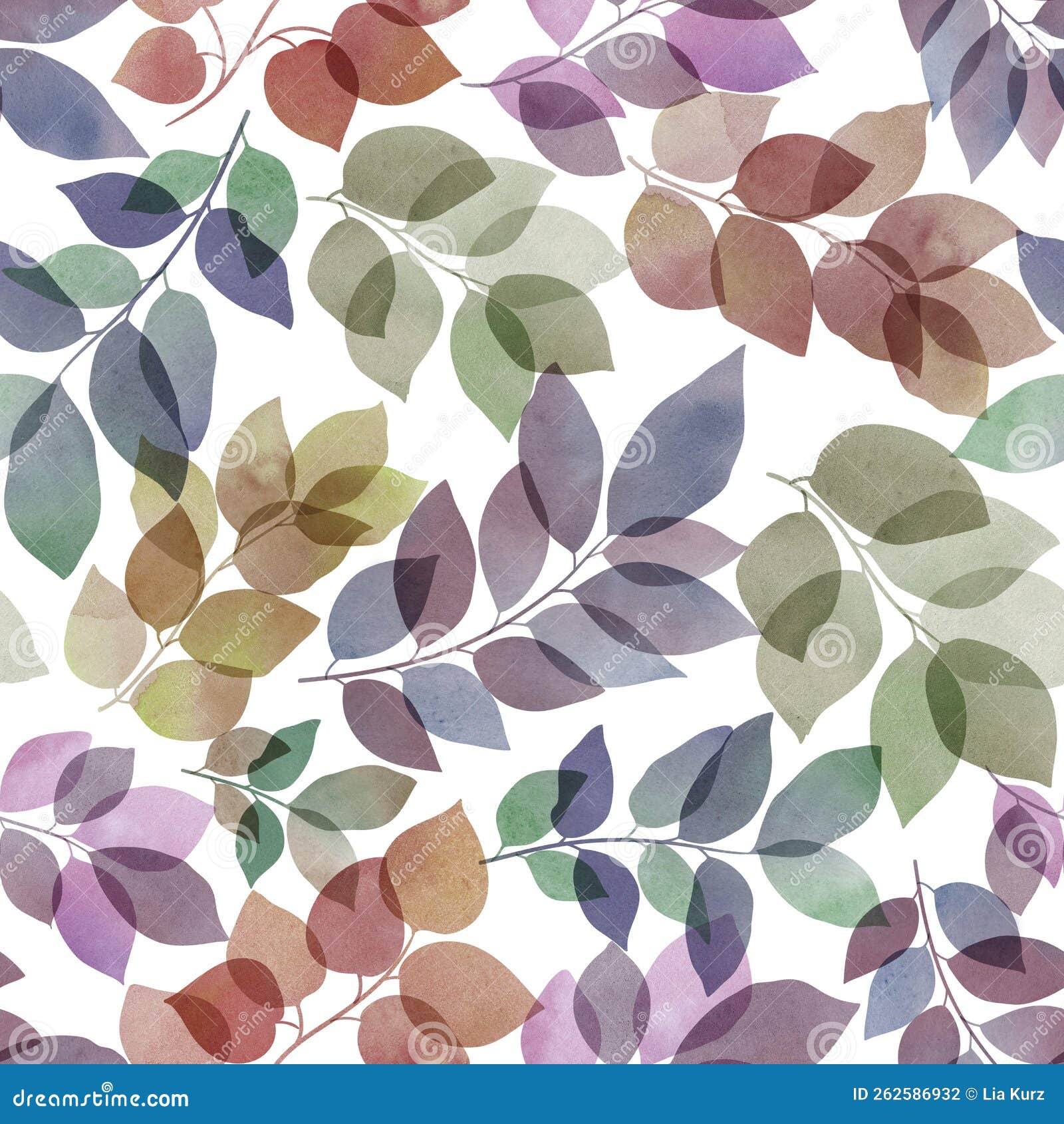 Translucent Watercolor Leaves Seamless Pattern Transparent Leafy ...
