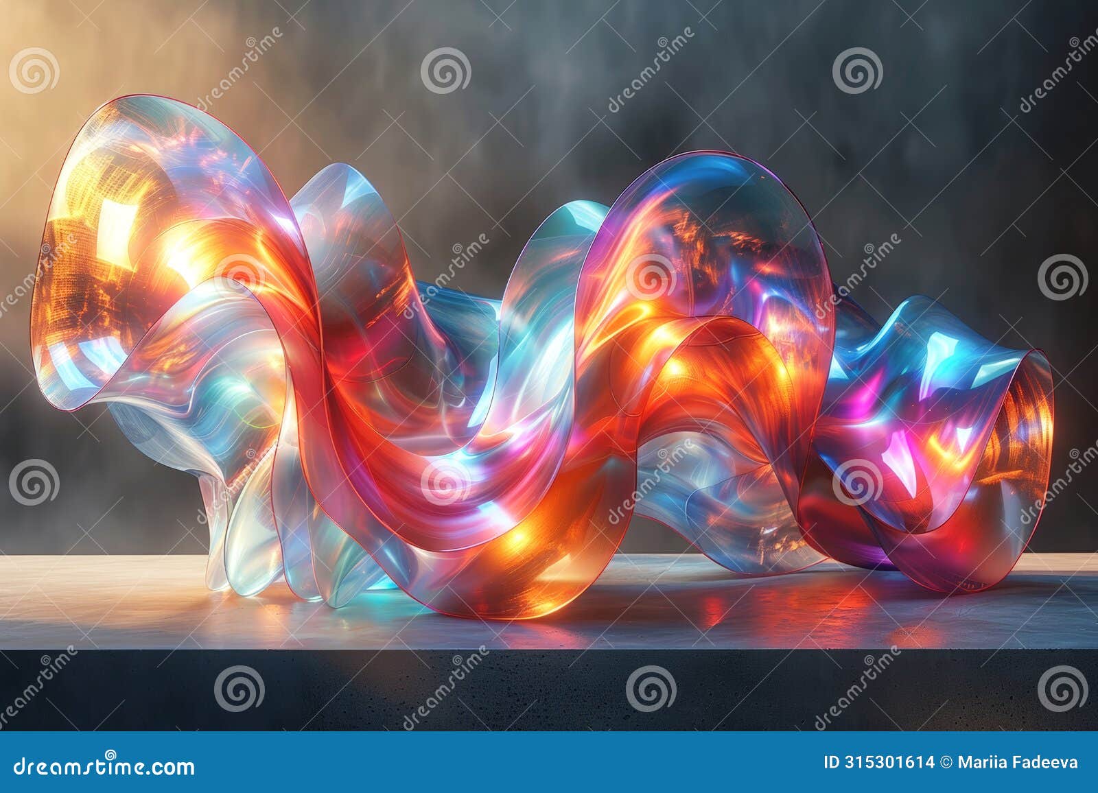 Translucent Wave Sculpture with Vibrant Light Play, Suitable for ...