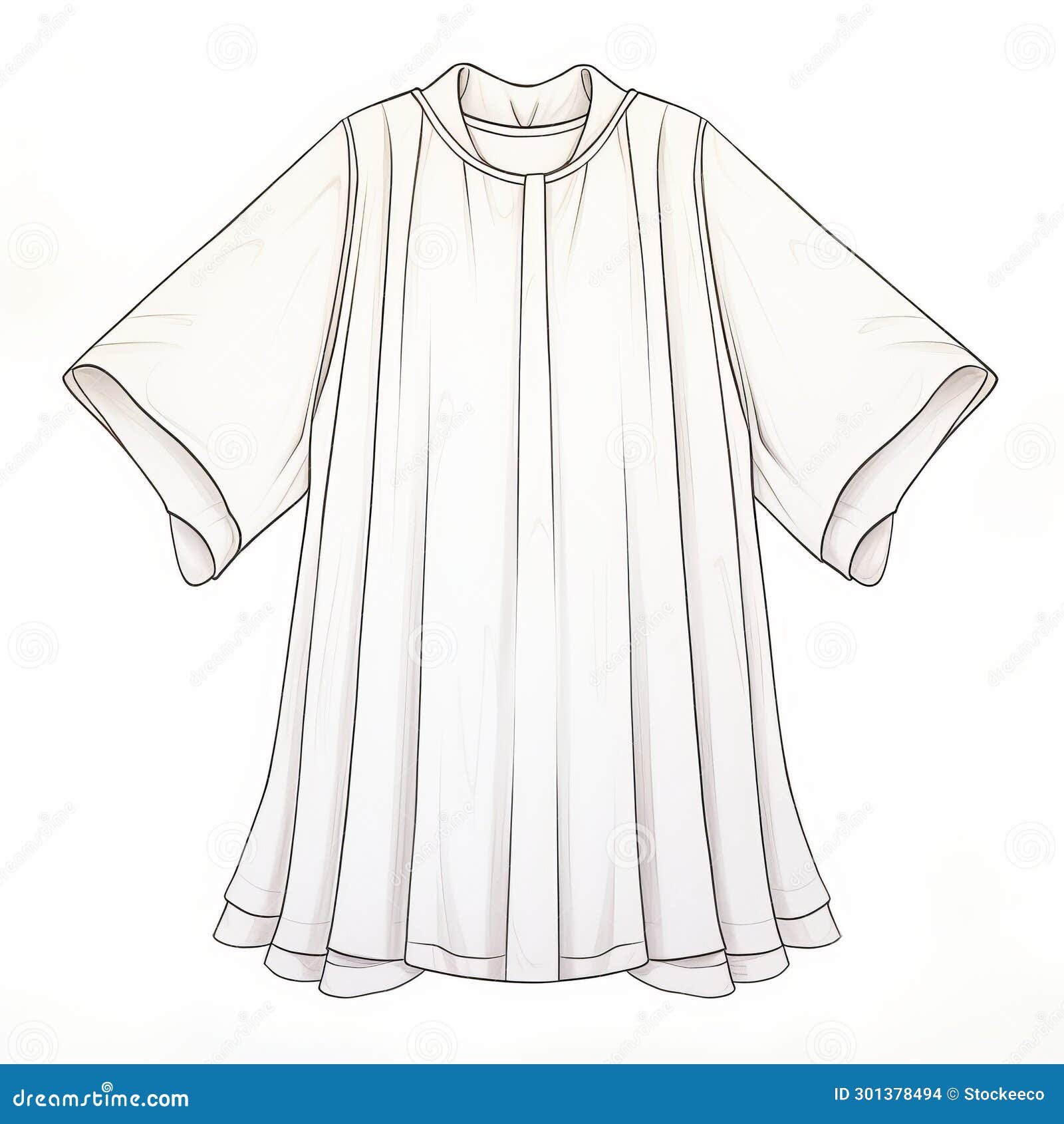 Translucent White Robe: Detailed Cad Drawing with Subtle Shading Stock ...