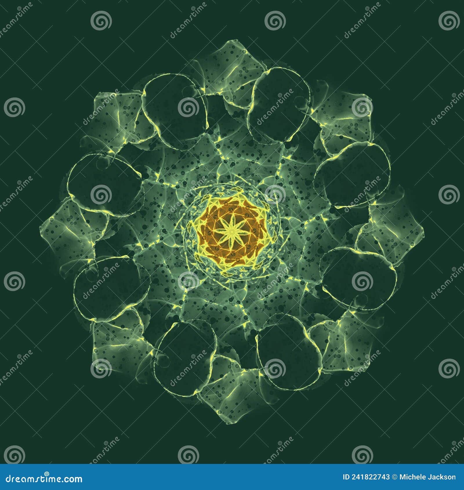 Translucent Yellow Circle Pattern on Dark Green Background Stock ...