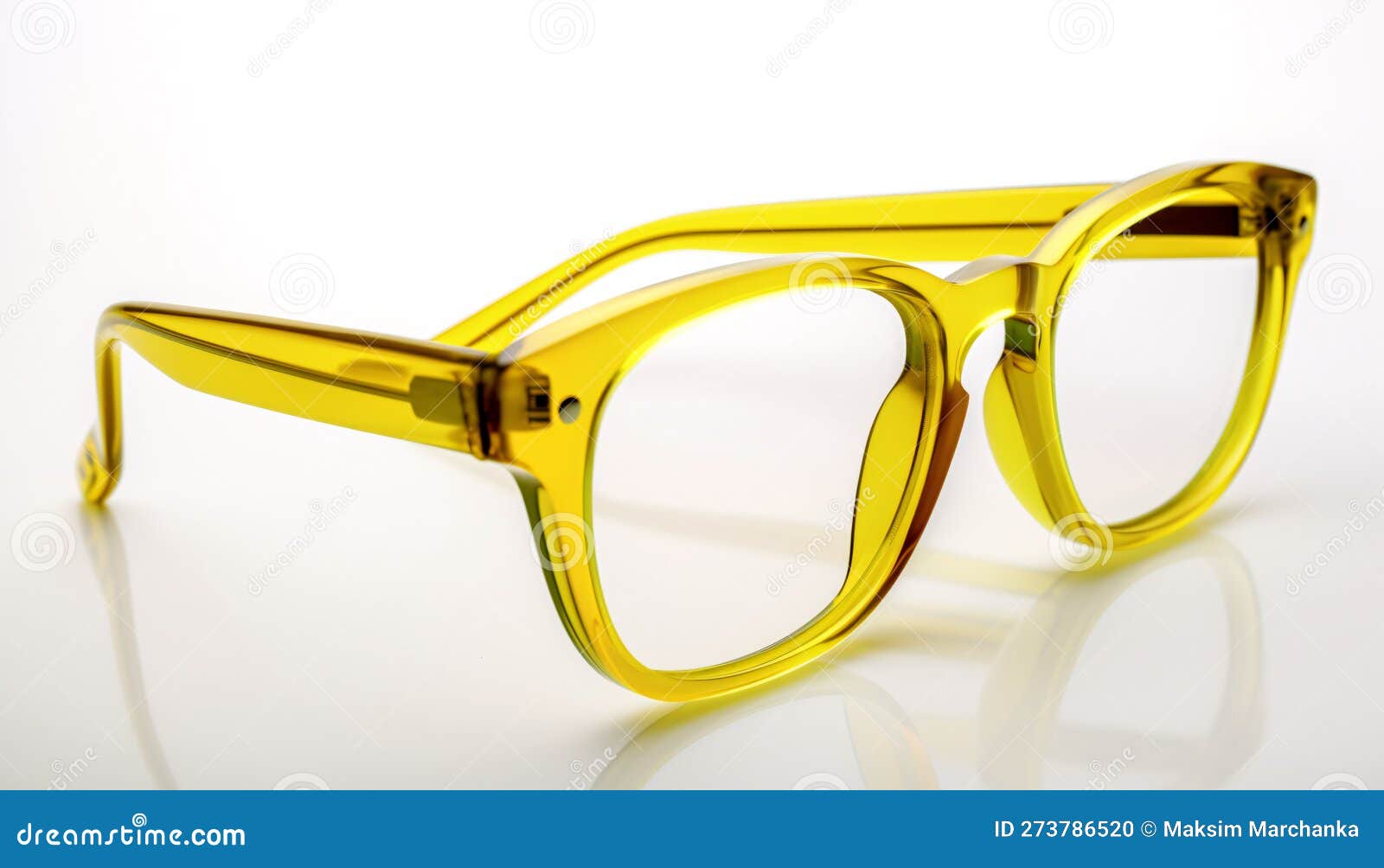 Translucent Yellow Eyeglass Frames Isolated on White Background ...