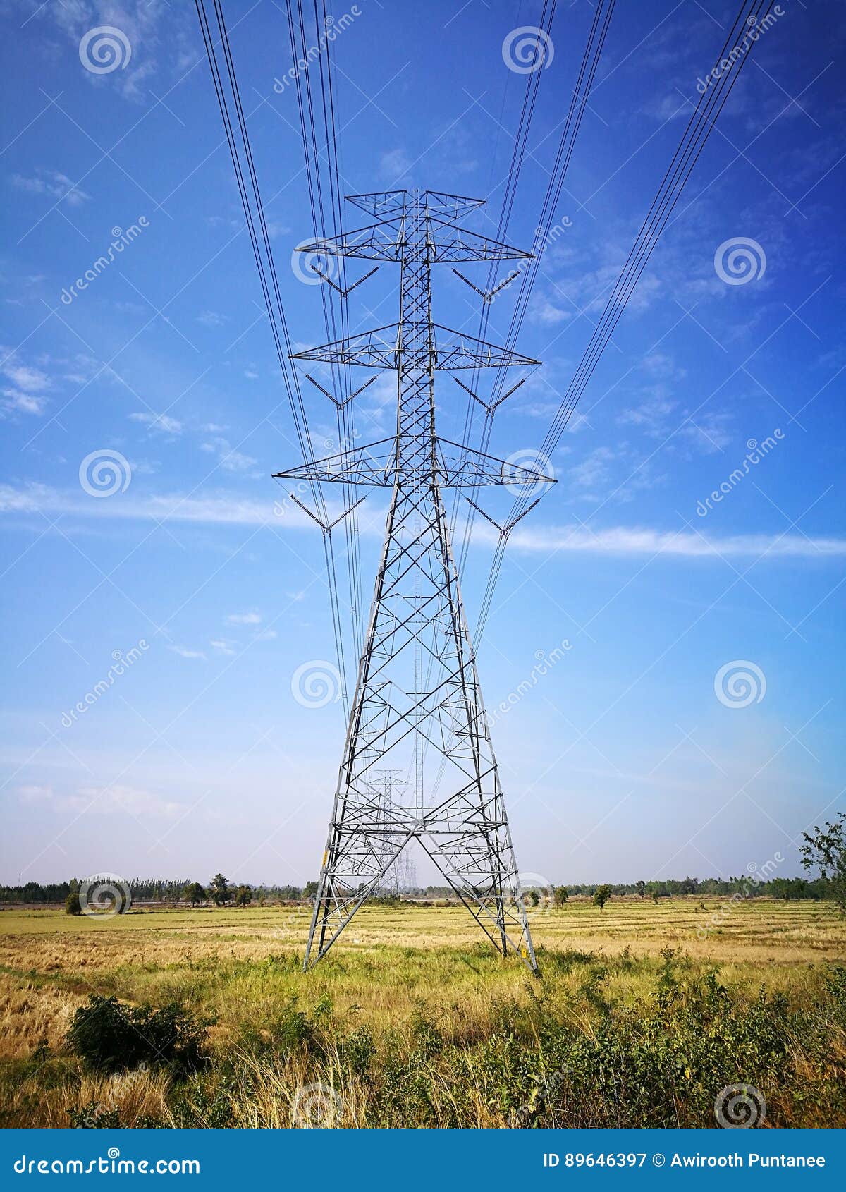 Transmision tower stock image. Image of grassland, electricity - 89646397