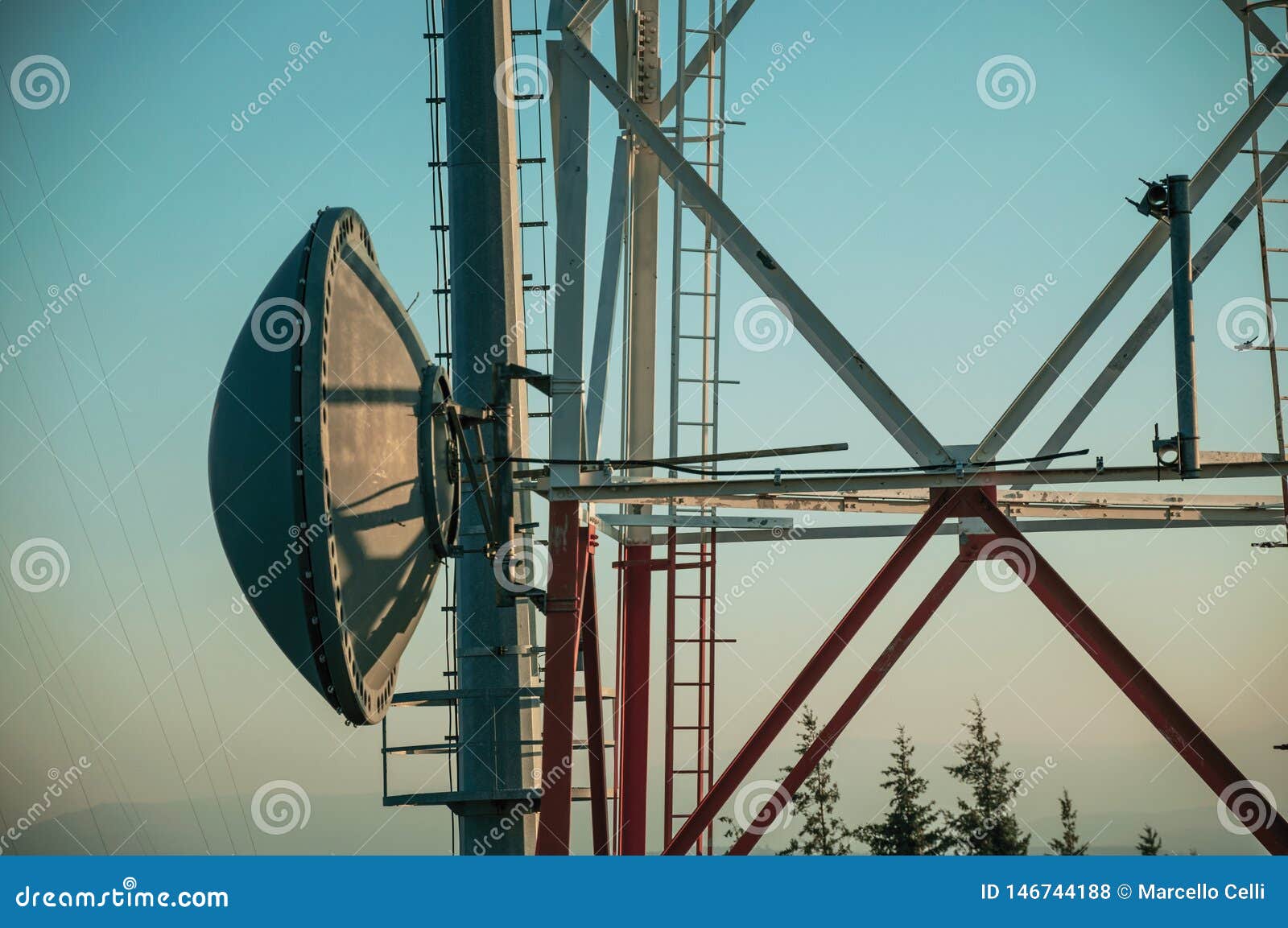 Transmission Antenna Dish in a Telecommunication Tower Stock Photo ...