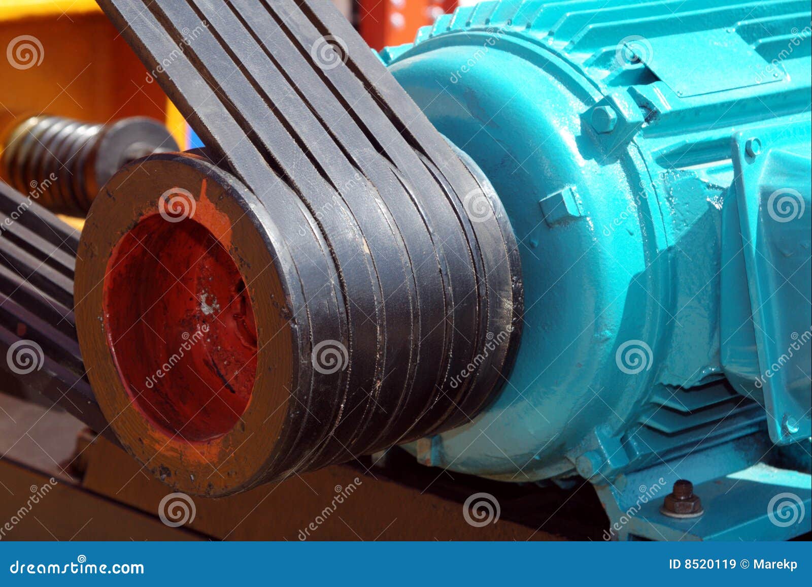 Transmission Belt of Big Old Engine Stock Image - Image of repair, head ...