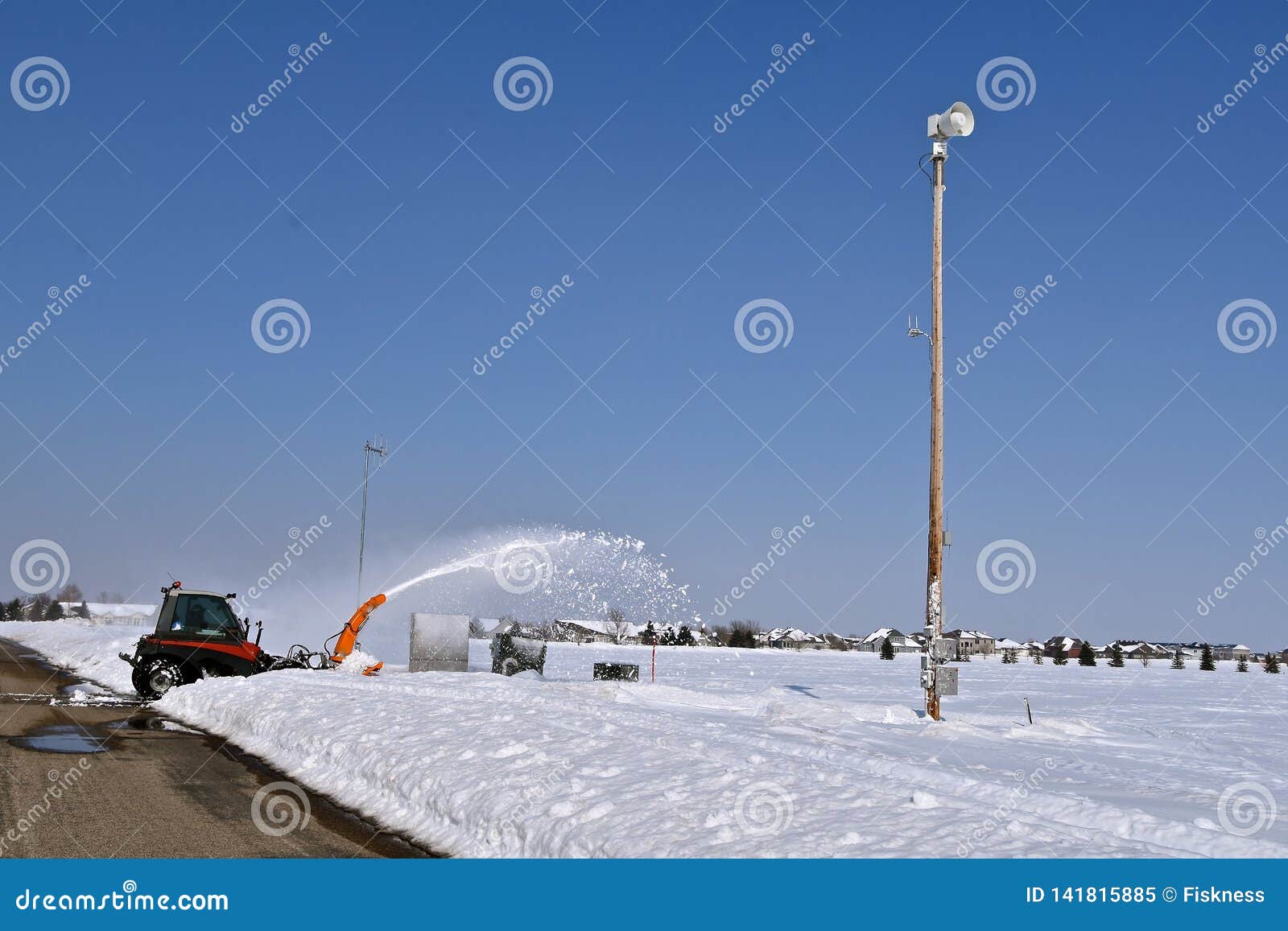 Blowing Snow from a Communication Tower Stock Image - Image of metal ...