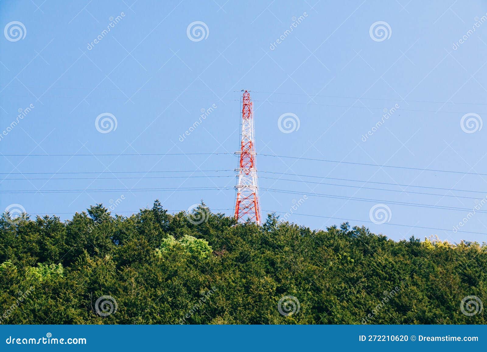 Transmission Line Red on the Hill Stock Photo - Image of hill ...
