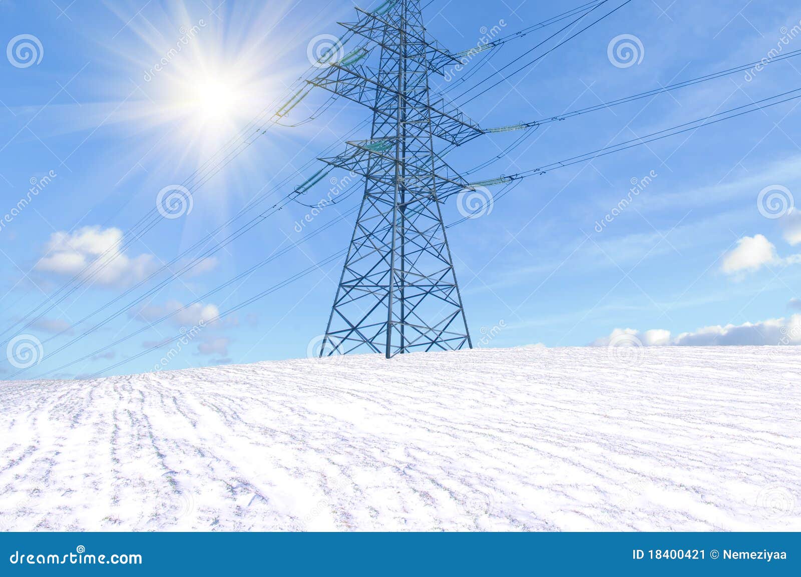 Transmission line support stock image. Image of blue - 18400421