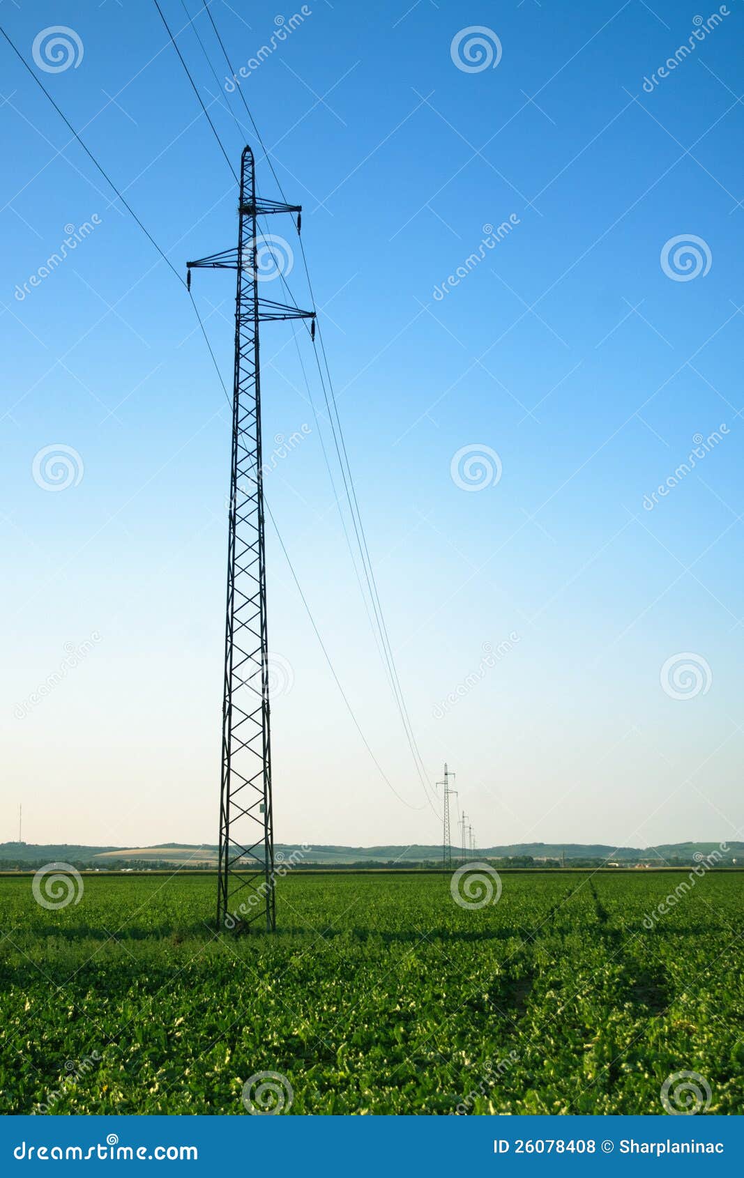 Transmission Poles at Field Stock Photo - Image of high, mast: 26078408