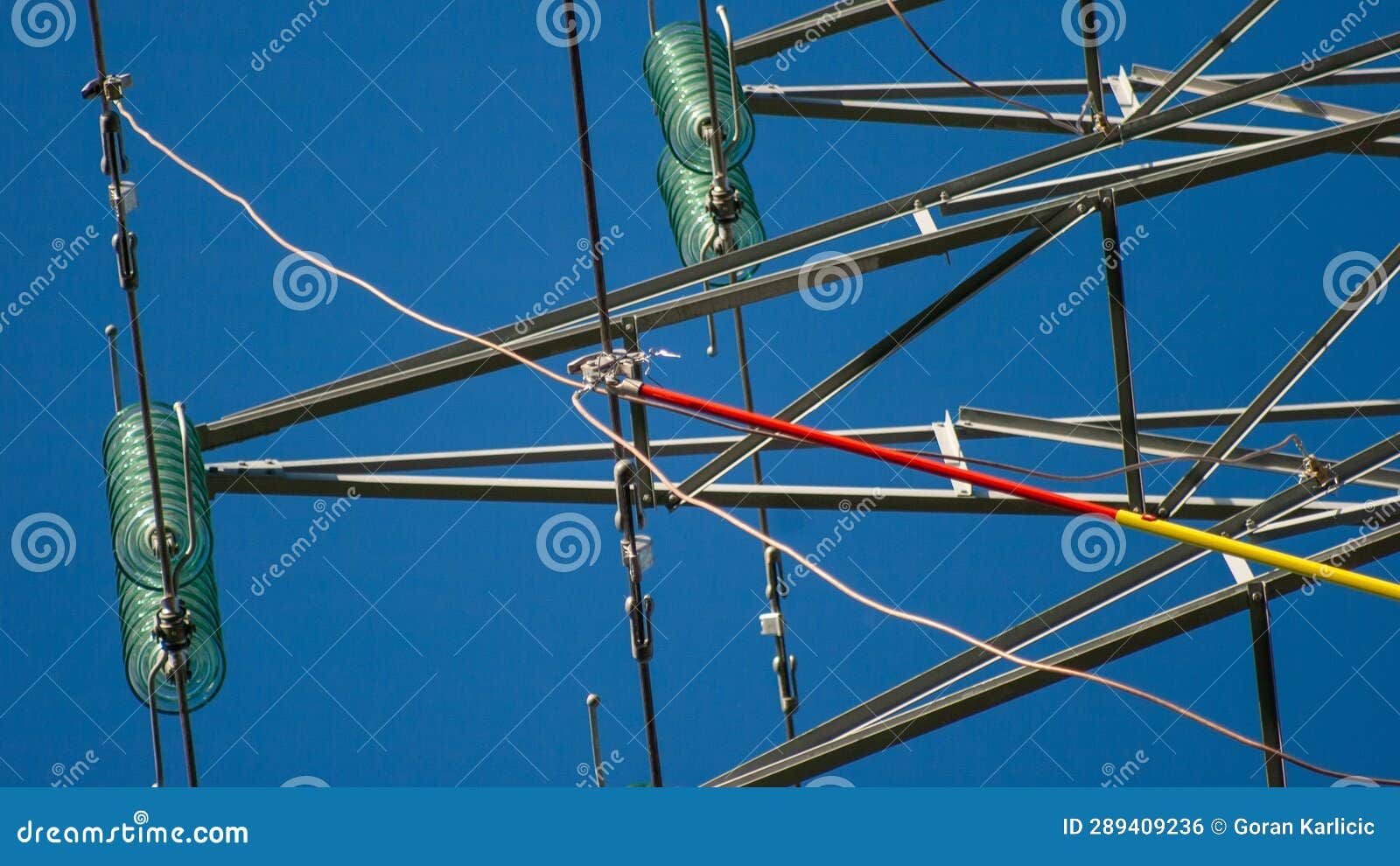 Transmission Power Pole Grounding Stock Photo - Image of blue ...