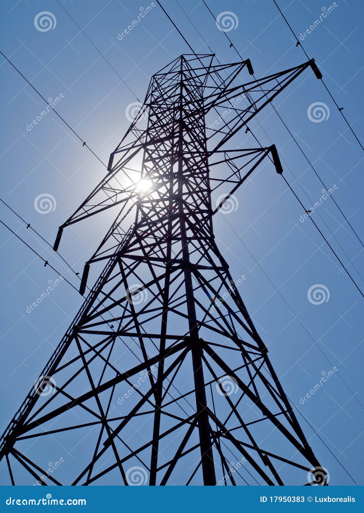 Transmission Pylon and Sun stock image. Image of electricity - 17950383