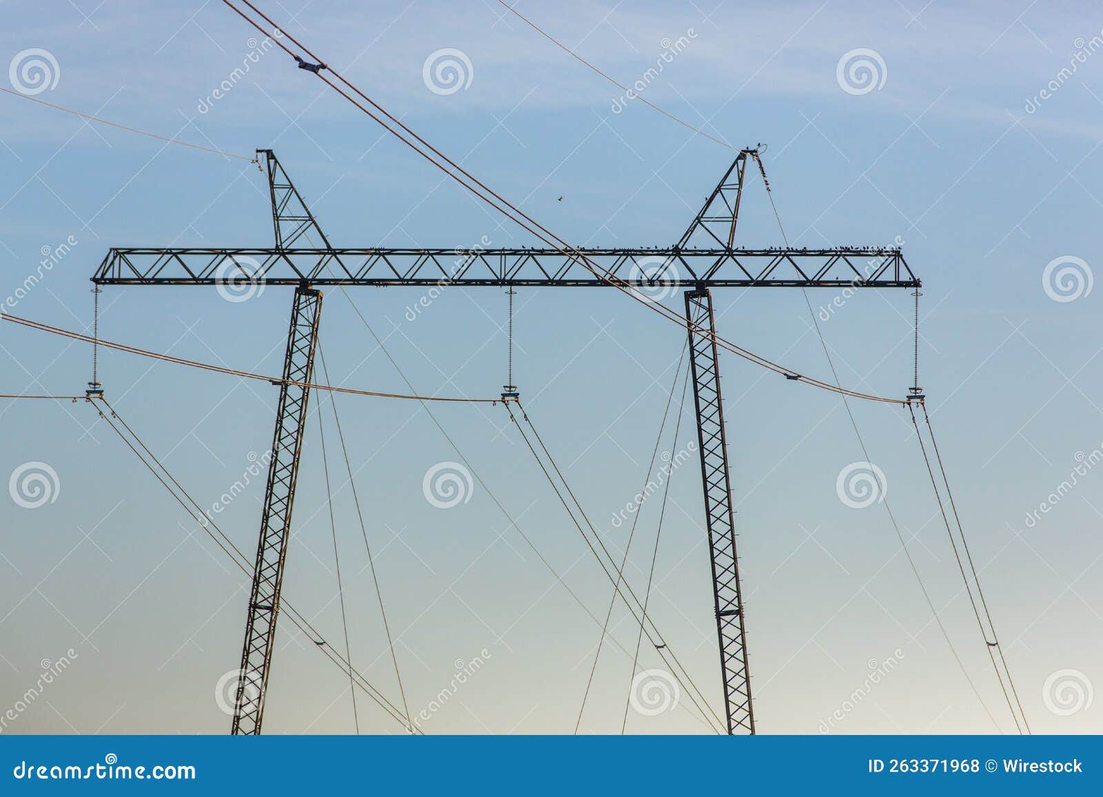 Transmission Tower on the Background of the Sky Stock Photo - Image of ...
