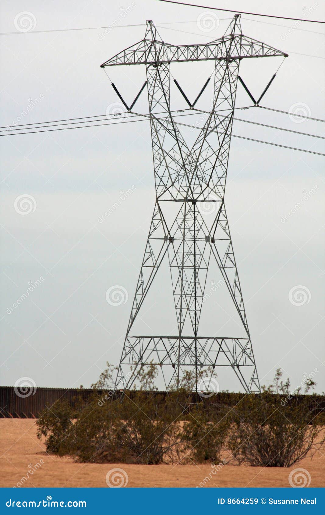 Transmission Tower And Overhead Power Line As Visual Pollution Stock ...
