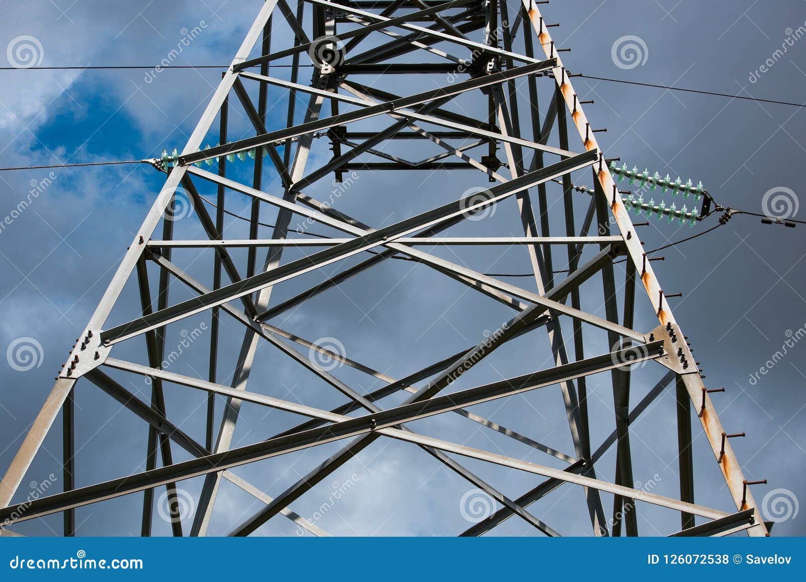 Transmission Tower with High Voltage Wires Stock Photo - Image of power ...