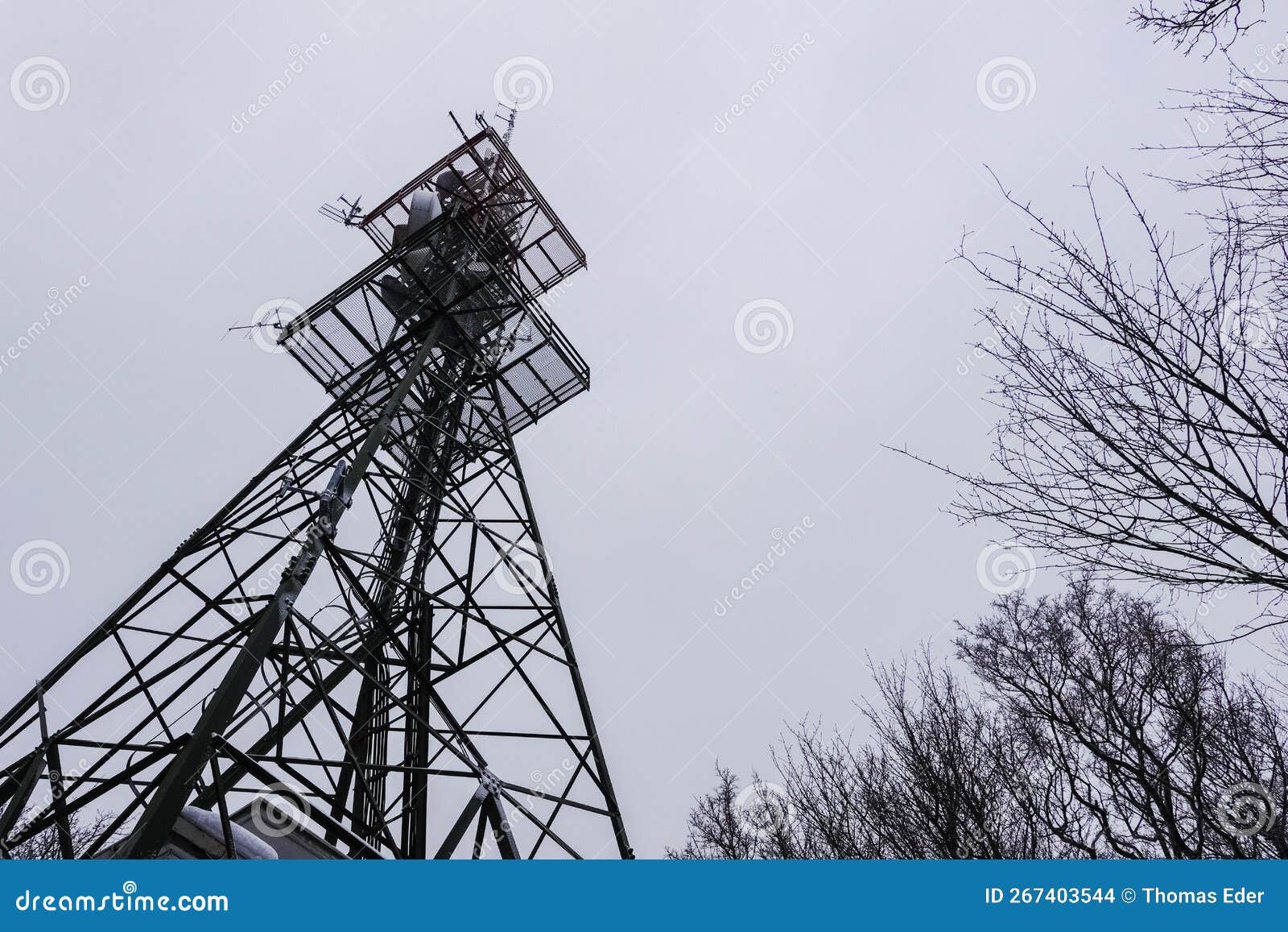 Transmission Tower at a Mountain with Gray Sky Stock Photo - Image of ...