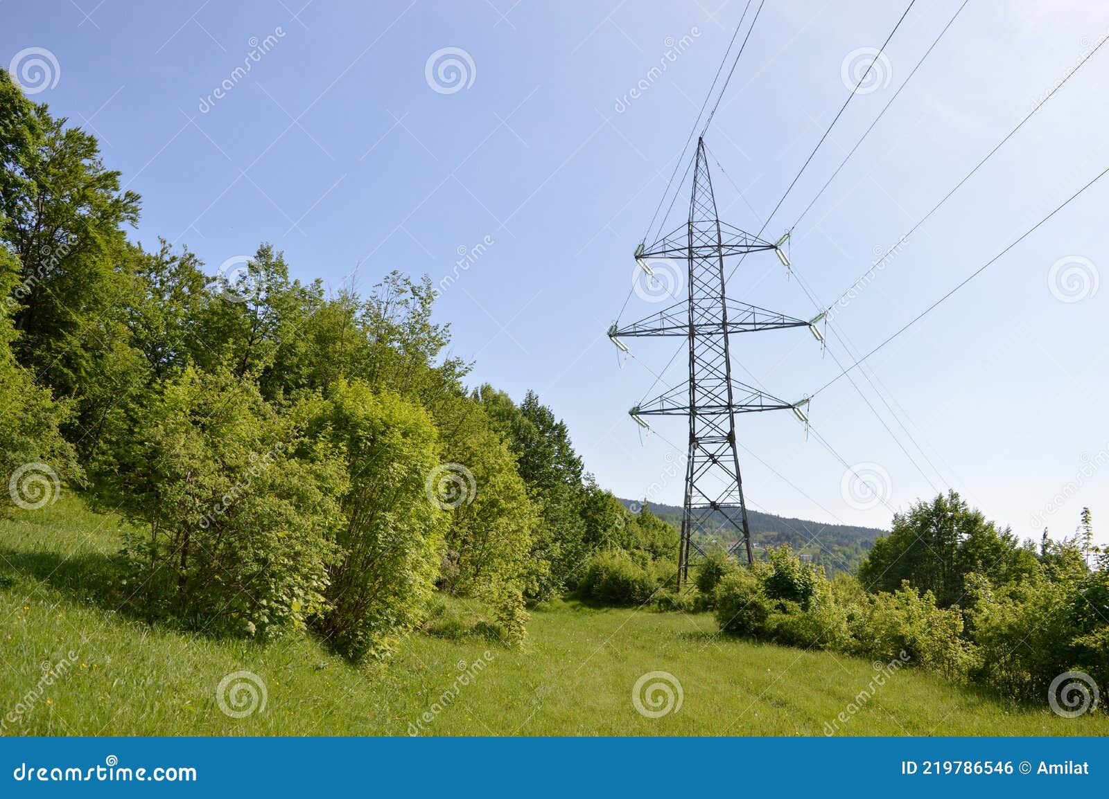Transmission Tower of Overhead Power Line Stock Photo - Image of pylon ...