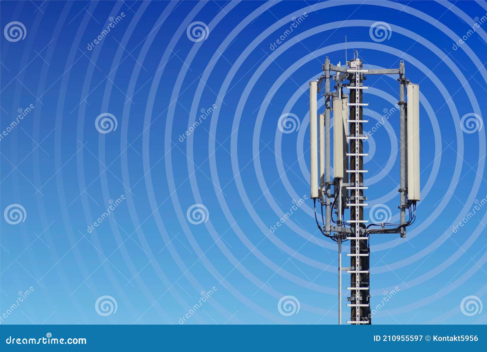 Transmission Tower with Radio Waves Stock Image - Image of measurement ...