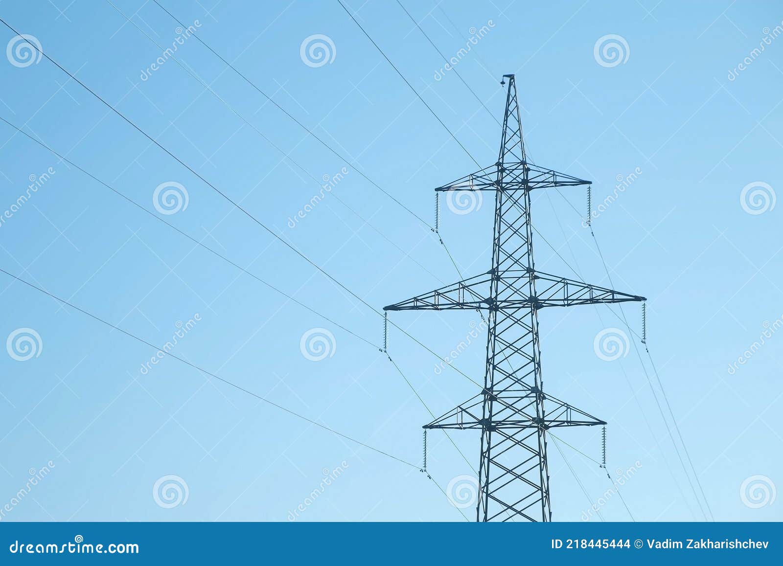 Transmission Tower Supporting an Overhead High Voltage Power Line ...